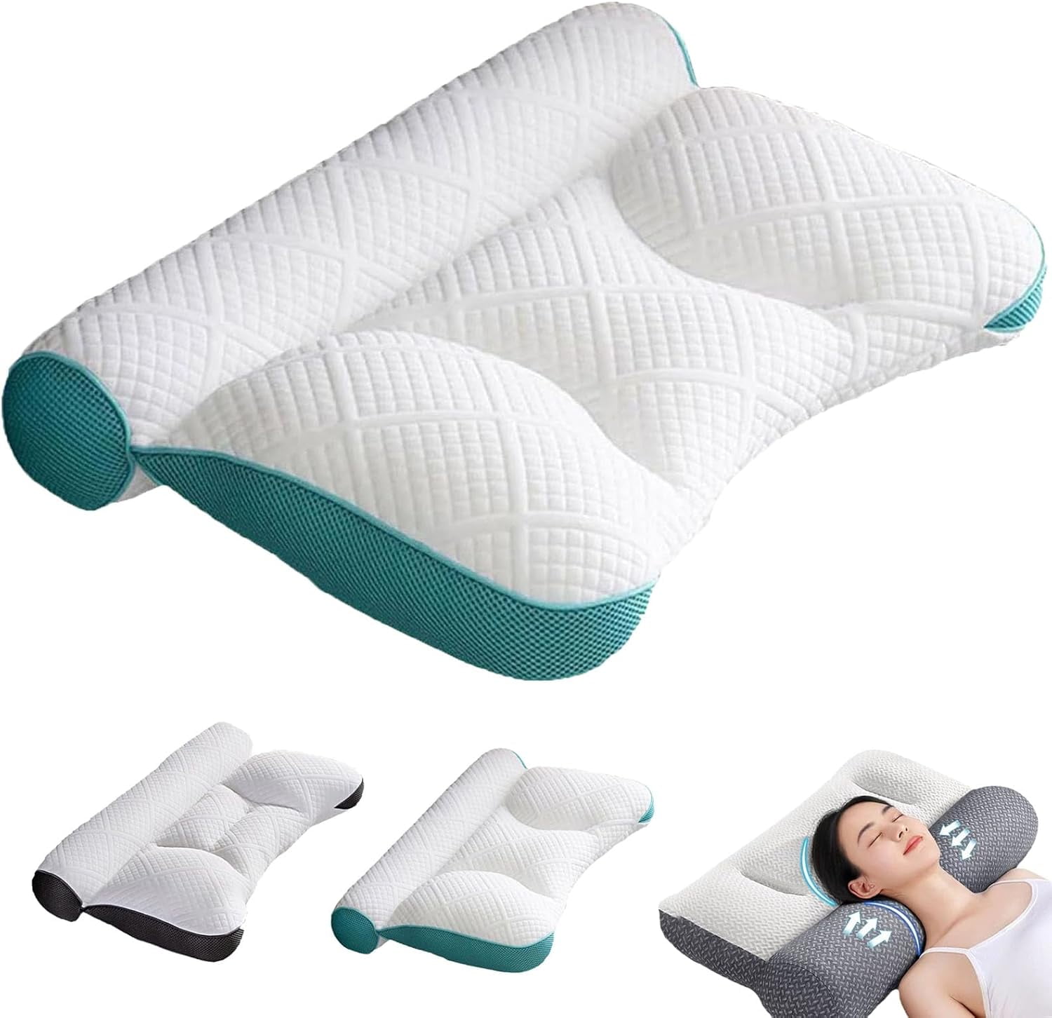 Hicaly Ergonomic Pillow - Ergonomic Goose Down Pillows, Sleep Enhancing ...