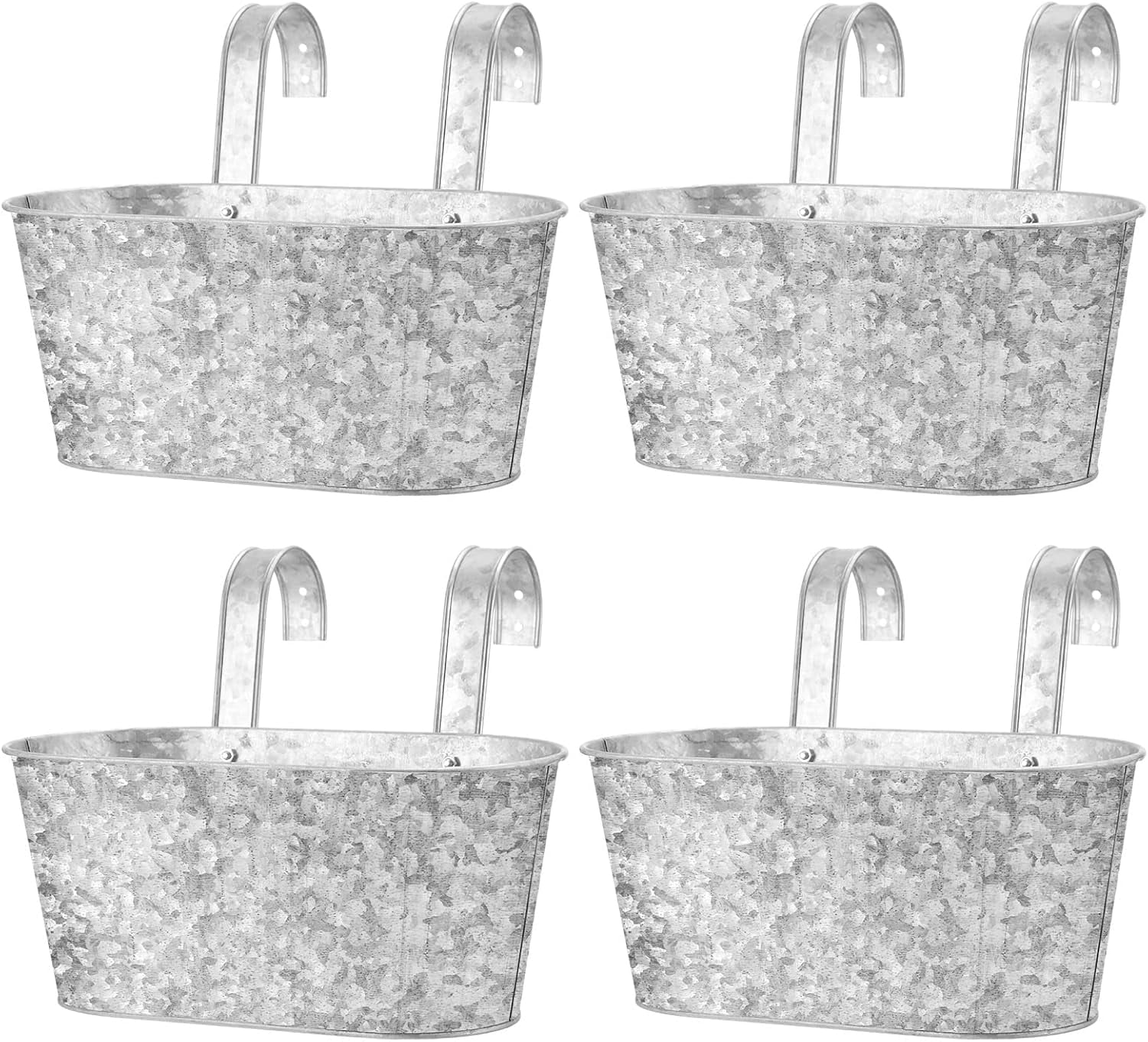 Hicarer 4 Pcs Metal Hanging Flower Pots for Railing Fence, 10.6 Inch ...
