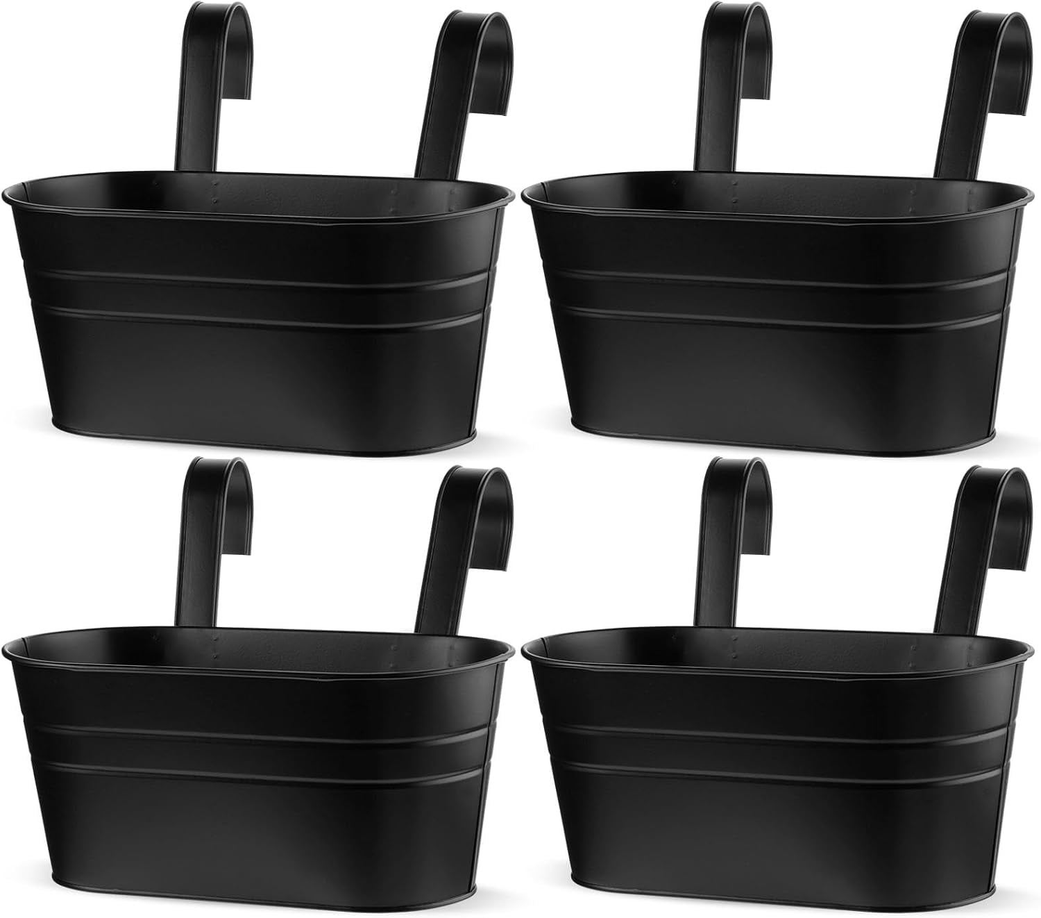 Hicarer 4 Pcs Metal Hanging Flower Pots for Railing Fence, 10.6 Inch ...