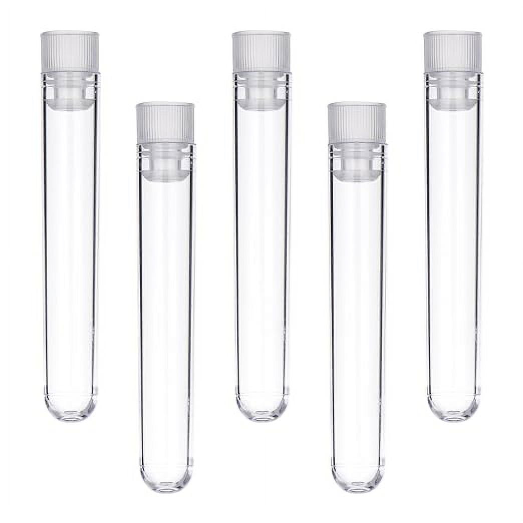 Hicarer 50 Pieces Clear Plastic Test Tubes 12 by 75 mm with Push Caps ...