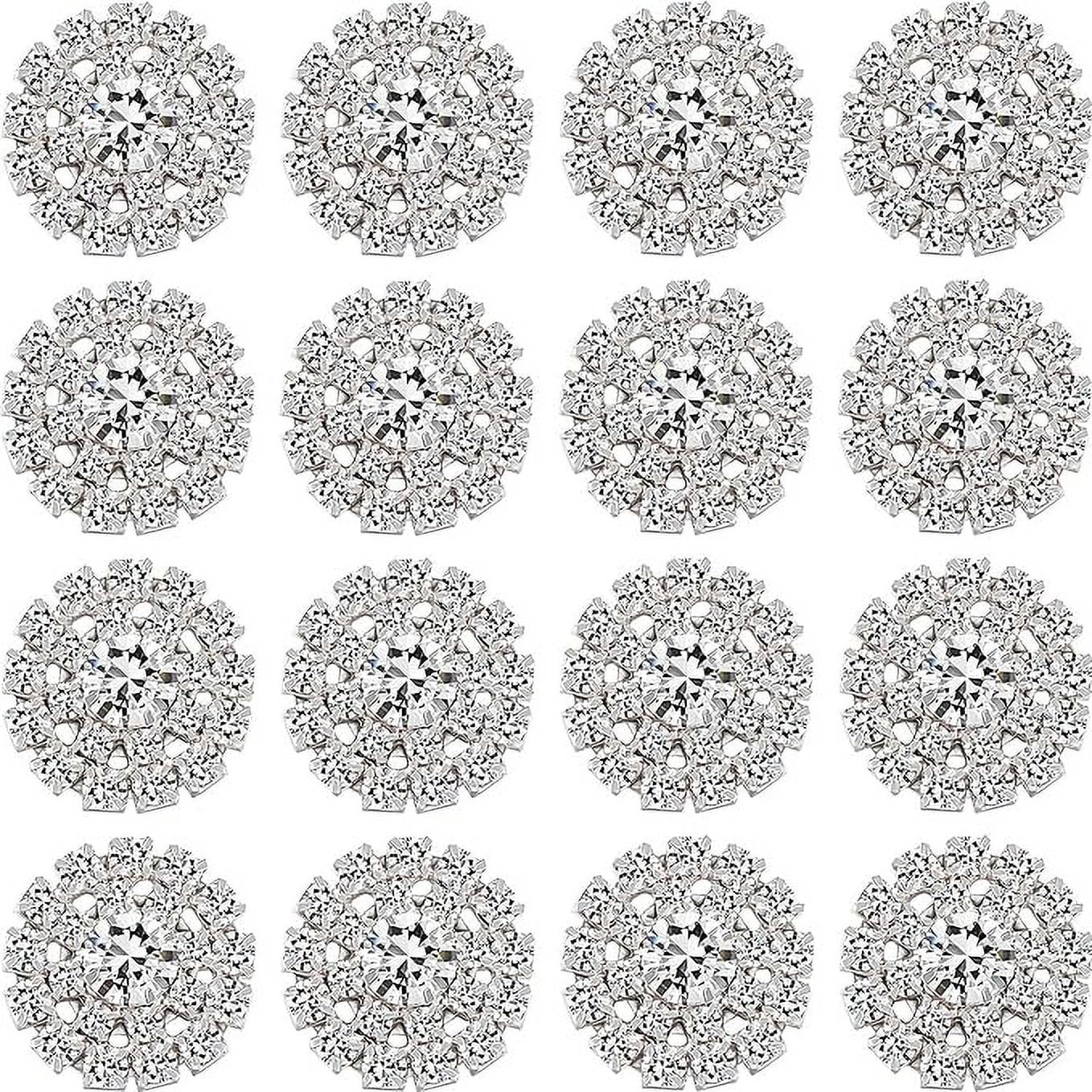 Hicarer Rhinestone Embellishments 19 mm Flatback Flower Crystal Button ...