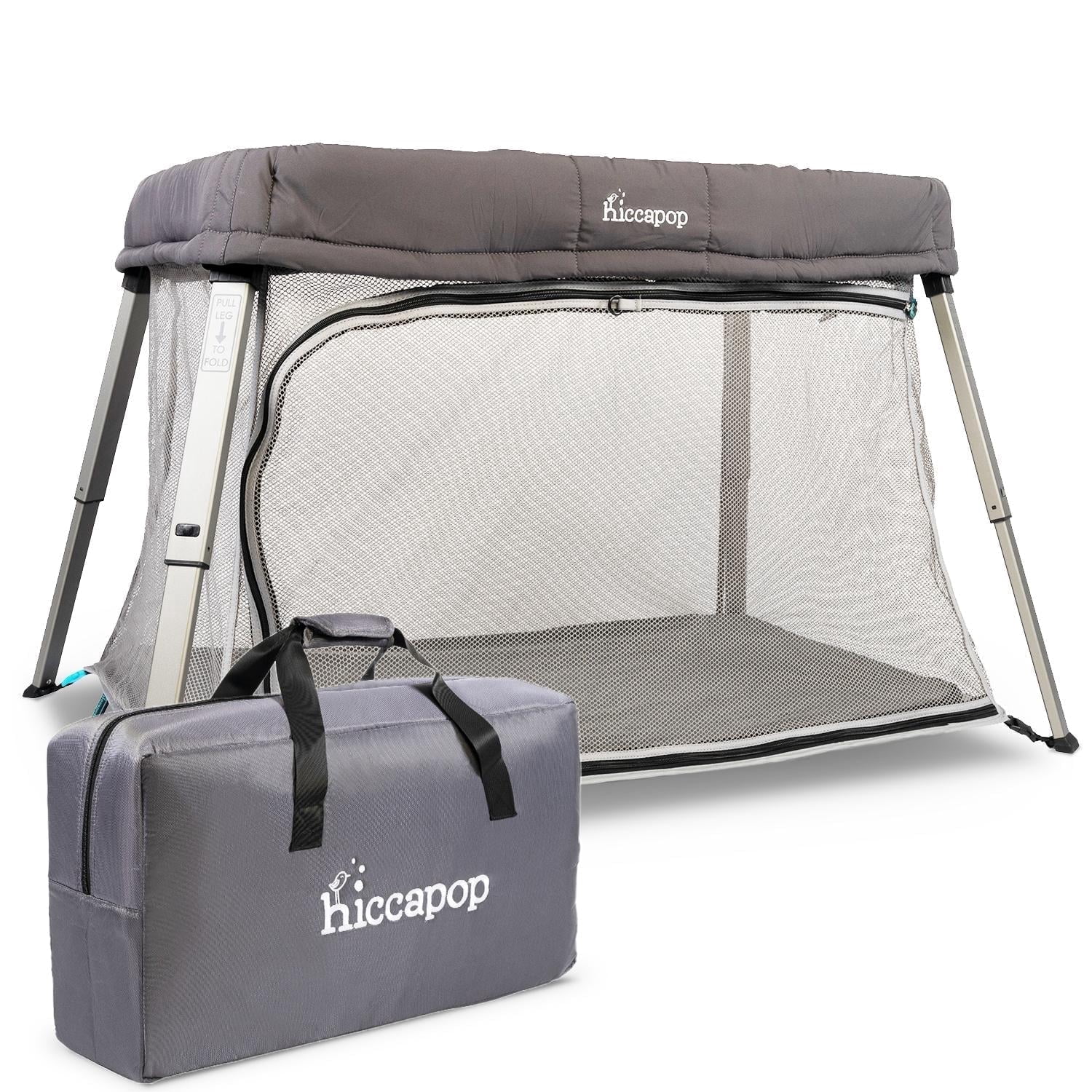 Hiccapop TravelPod Portable Travel Crib Playpen Foldable Zippered Door ...