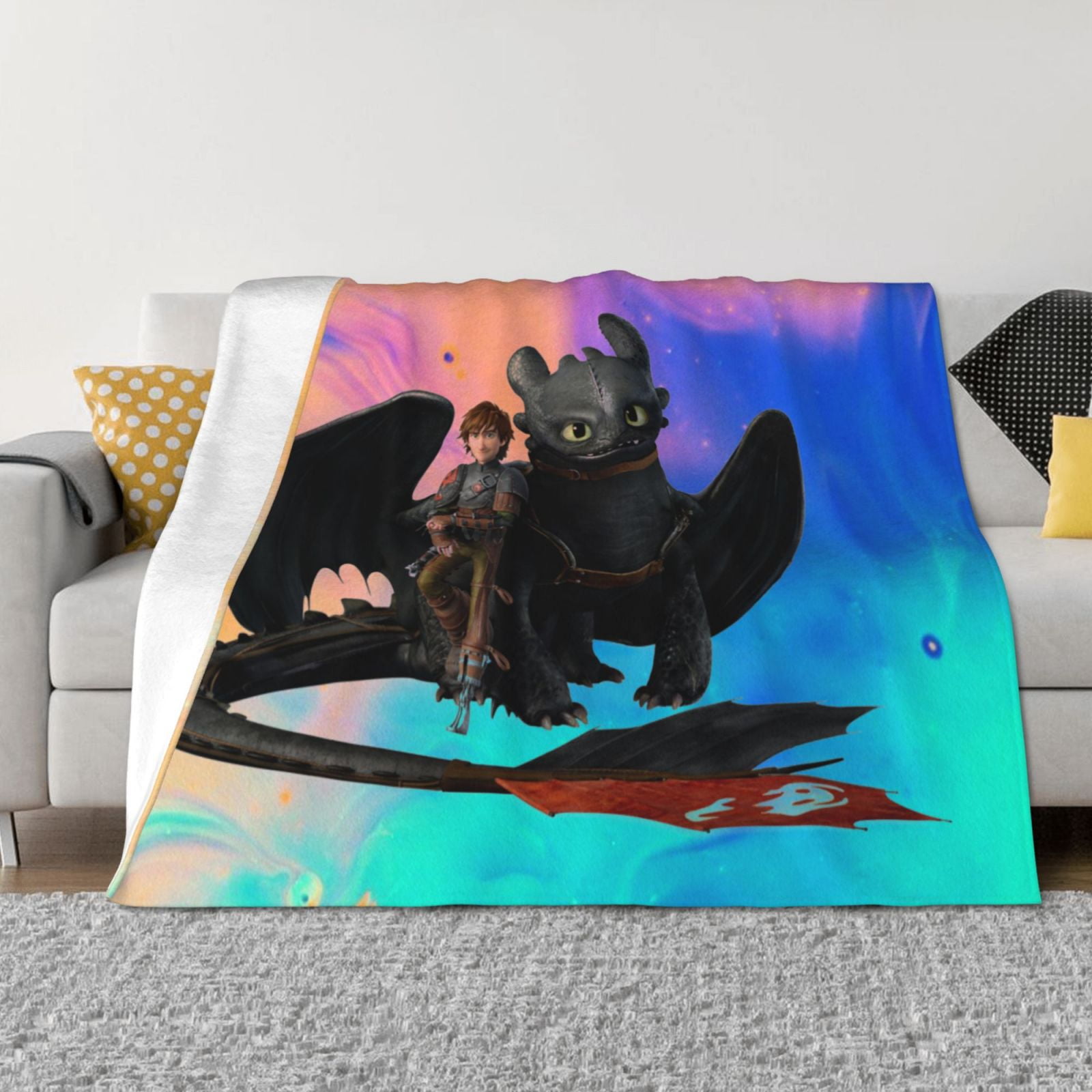 Hiccup Toothless How to Train Your Dragon Flannel Blanket Cozy Ultra ...