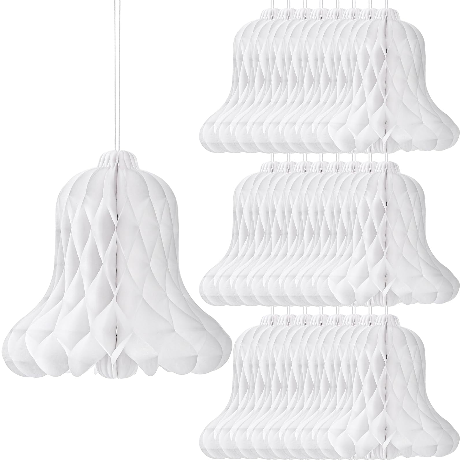 Hiceeden 24 Pieces Paper Wedding Bells, 8 Inch Hanging Honeycomb Bells ...
