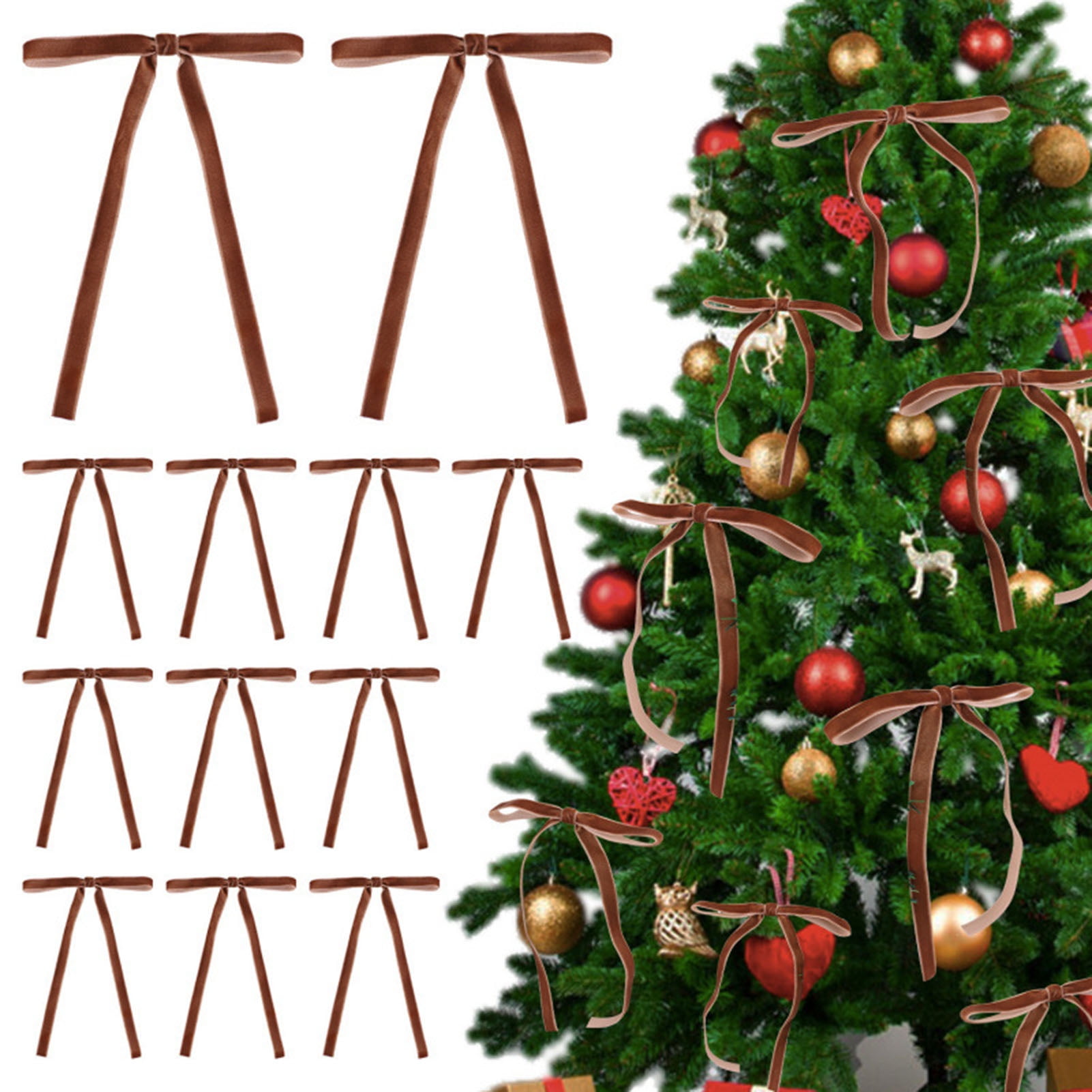 Hicess 12/36 Pcs Christmas Tree Decoration Bows Soft Smooth Material ...