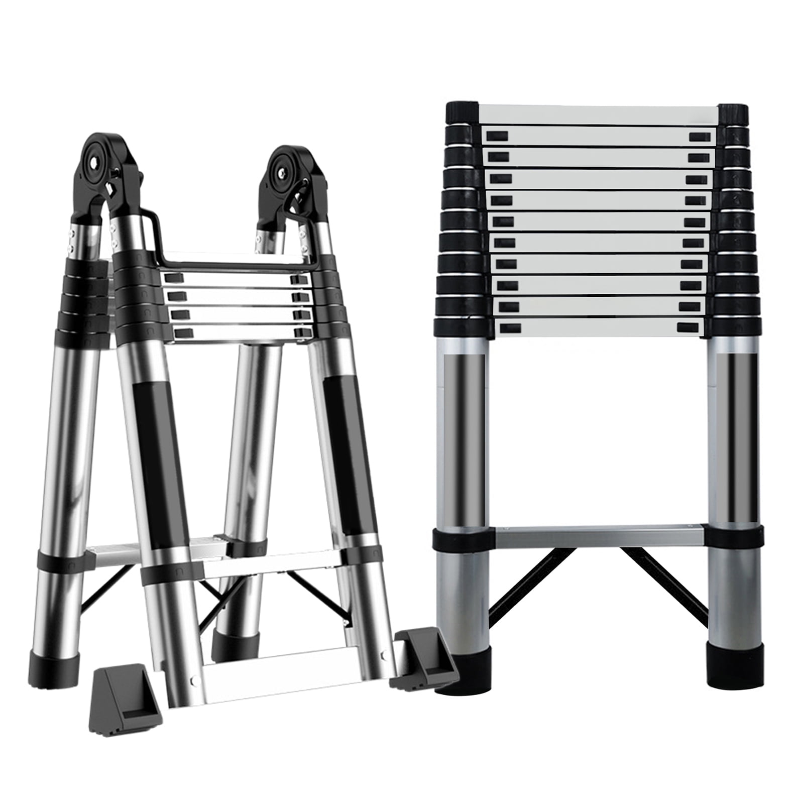 Hicess Telescoping Extension Ladder, Stainless Steel Folding Telescopic Ladder with Locking ...