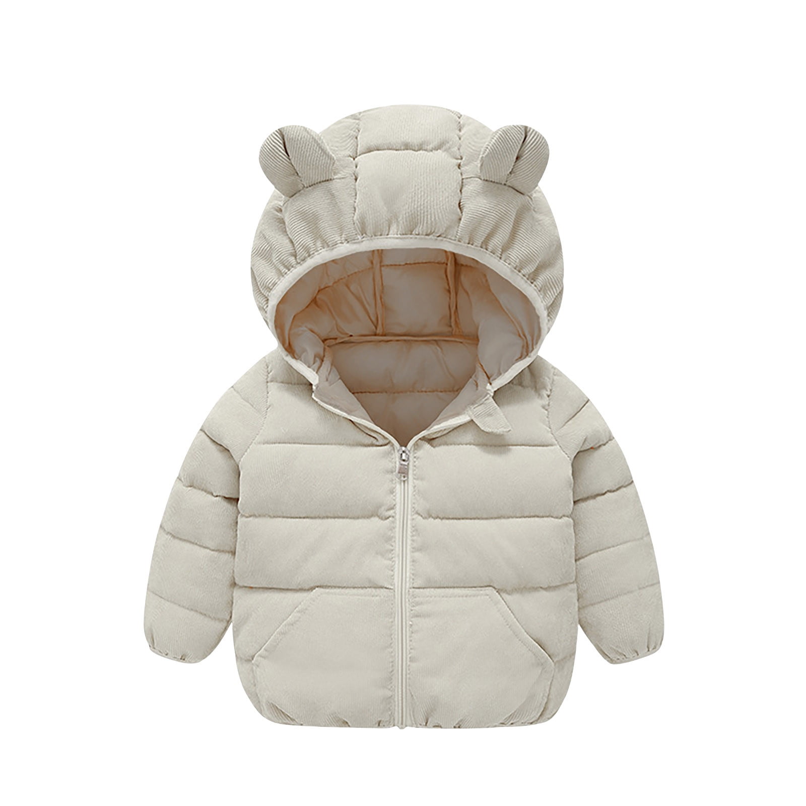 Hicidod Baby Winter Down Coats Cute Bear Ears Hooded Long Sleeve Puffer Jackets Light Solid ...