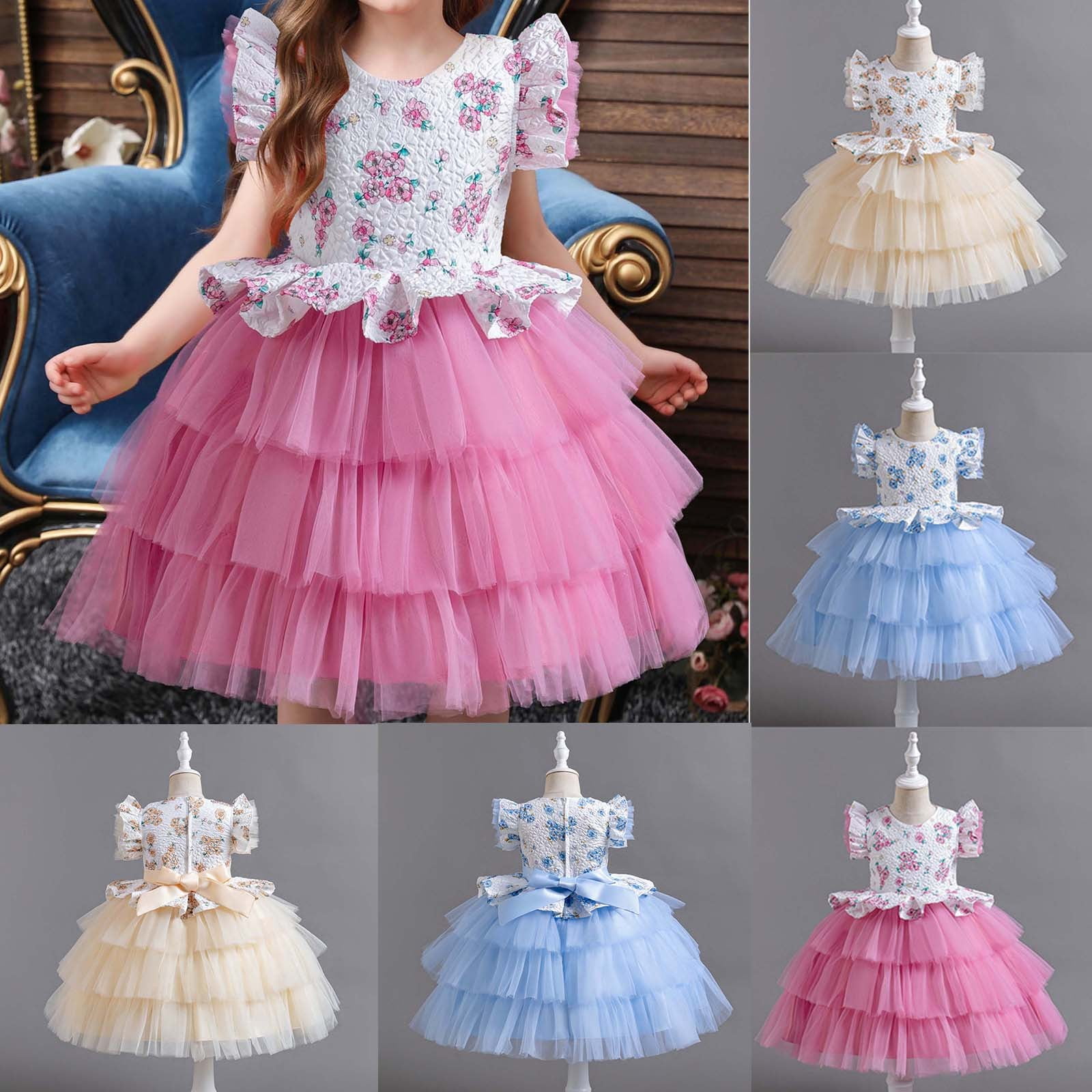Hicidod Girls Tulle Tutu Dresses Flower Princess Wedding Sleeveless ...