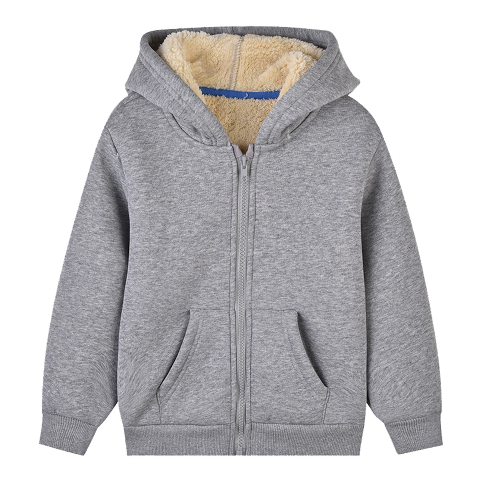 Hicidod Kids Jacket Unisex Solid Fleece Zip Up Hoodies Sherpa Lined ...