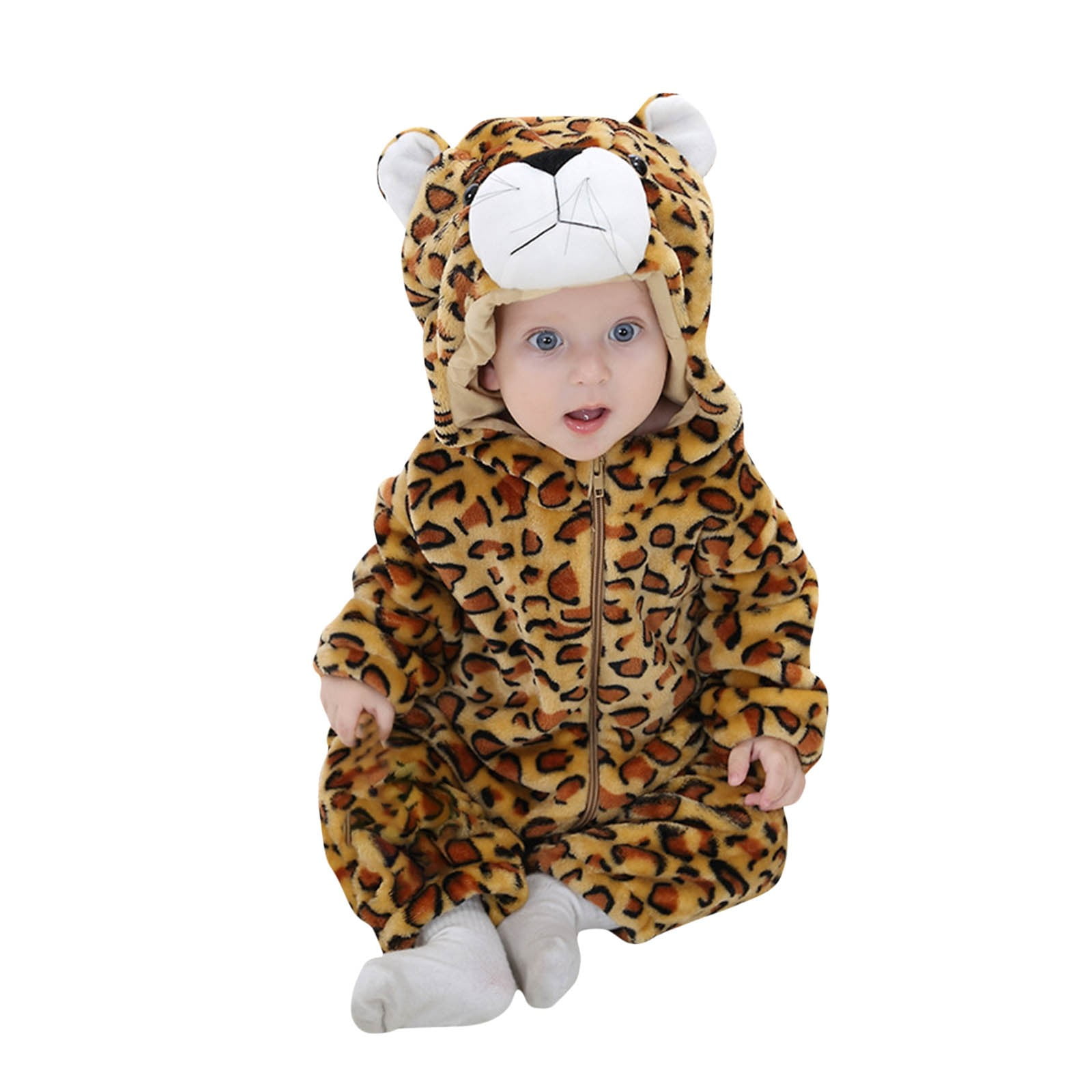Hicidod Newborn Onesie Gender Neutra Flannel Hooded Romper Jumpsuit ...