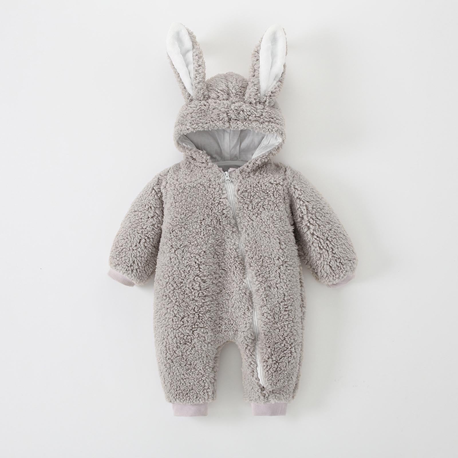 Hicidod Baby Romper Long Sleeve Cute Bear Ears Hooded Newborn One Piece ...