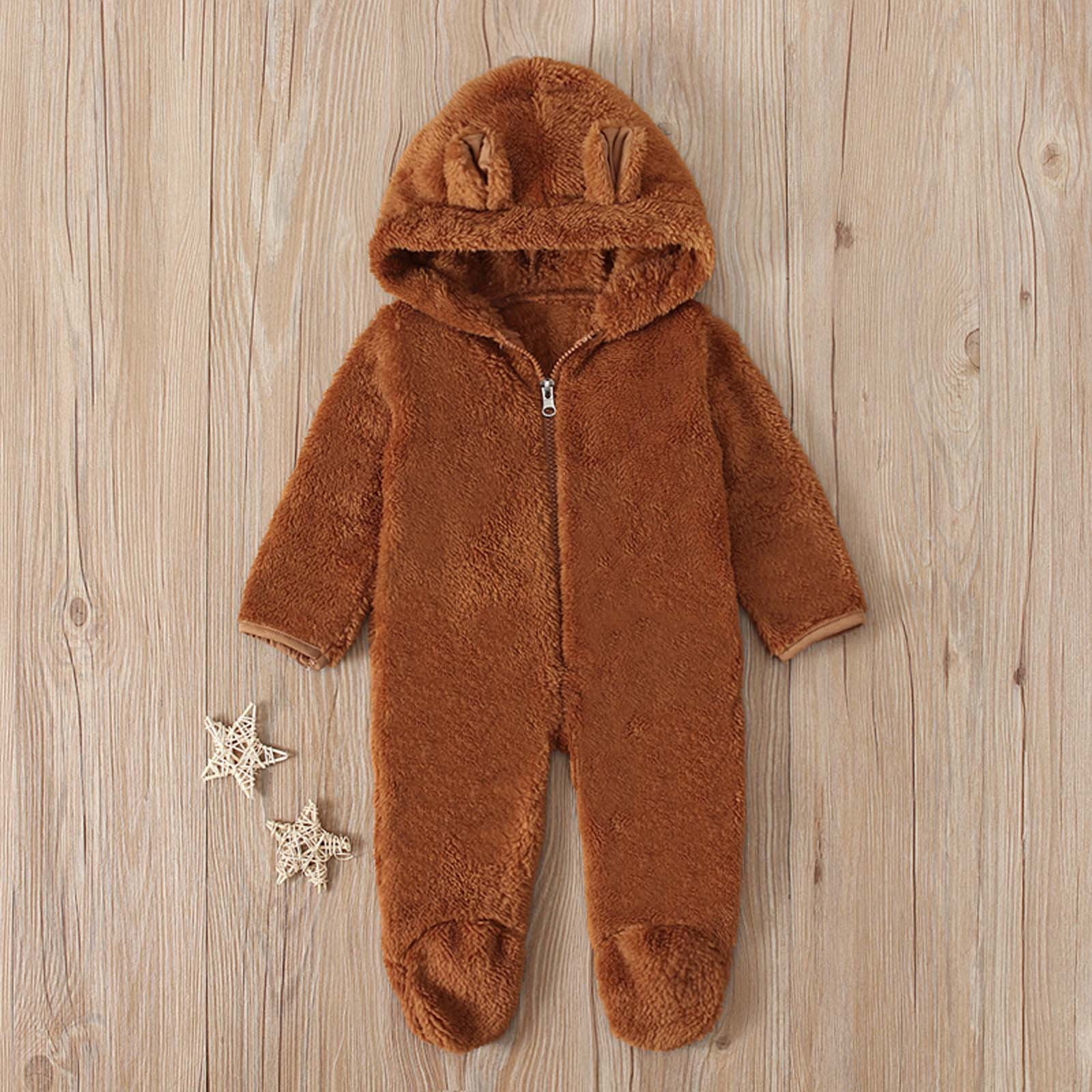 Hicidod Baby Rompers Unisex Winter Warm Hooded Zipper Infant One Piece ...