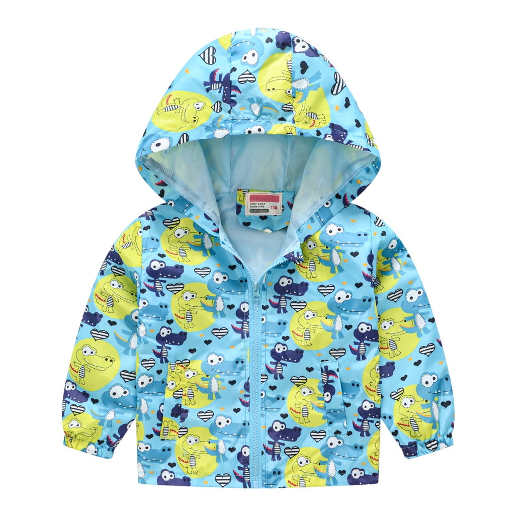 Hicidod Rain Coat Toddler Boy Toddler Rain Jacket Boys Girls Cute Cartoon Print Zip Jacket ...