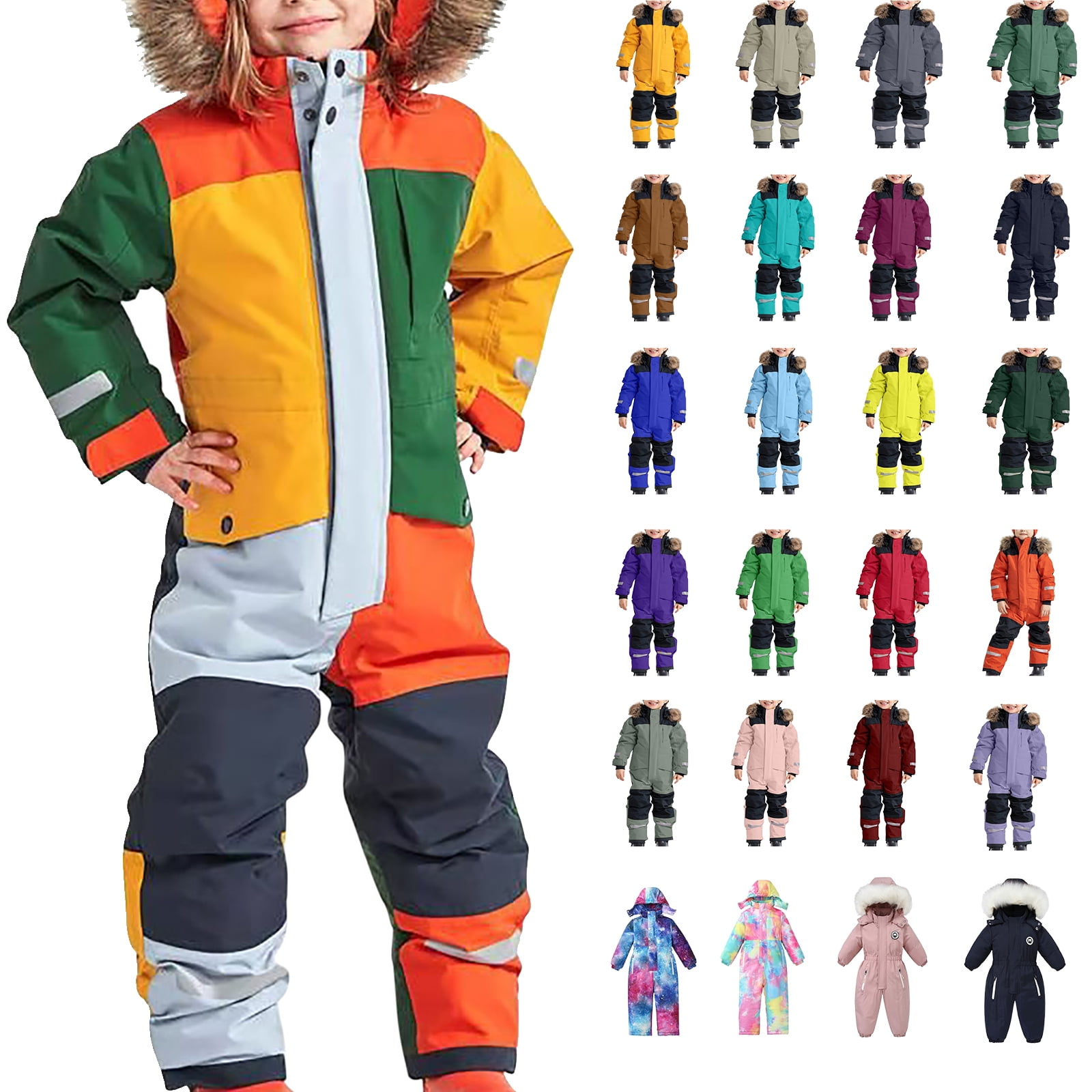 Hicidod Toddler Snowsuit Waterproof Colorful One Piece Snowsuits ...