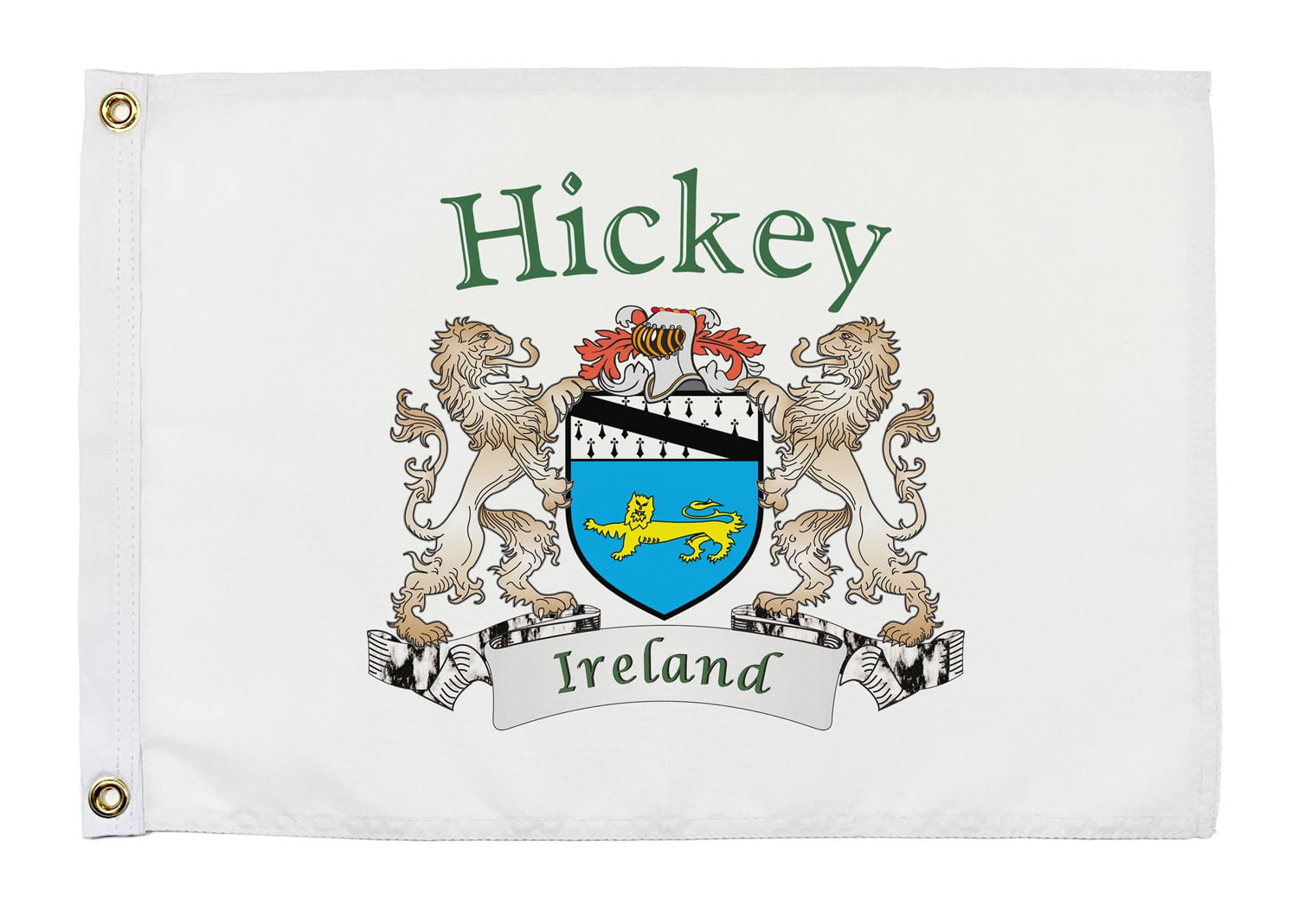 Hickey Irish Coat of Arms Small White Flag - 16"x10.5" inches - Walmart.com