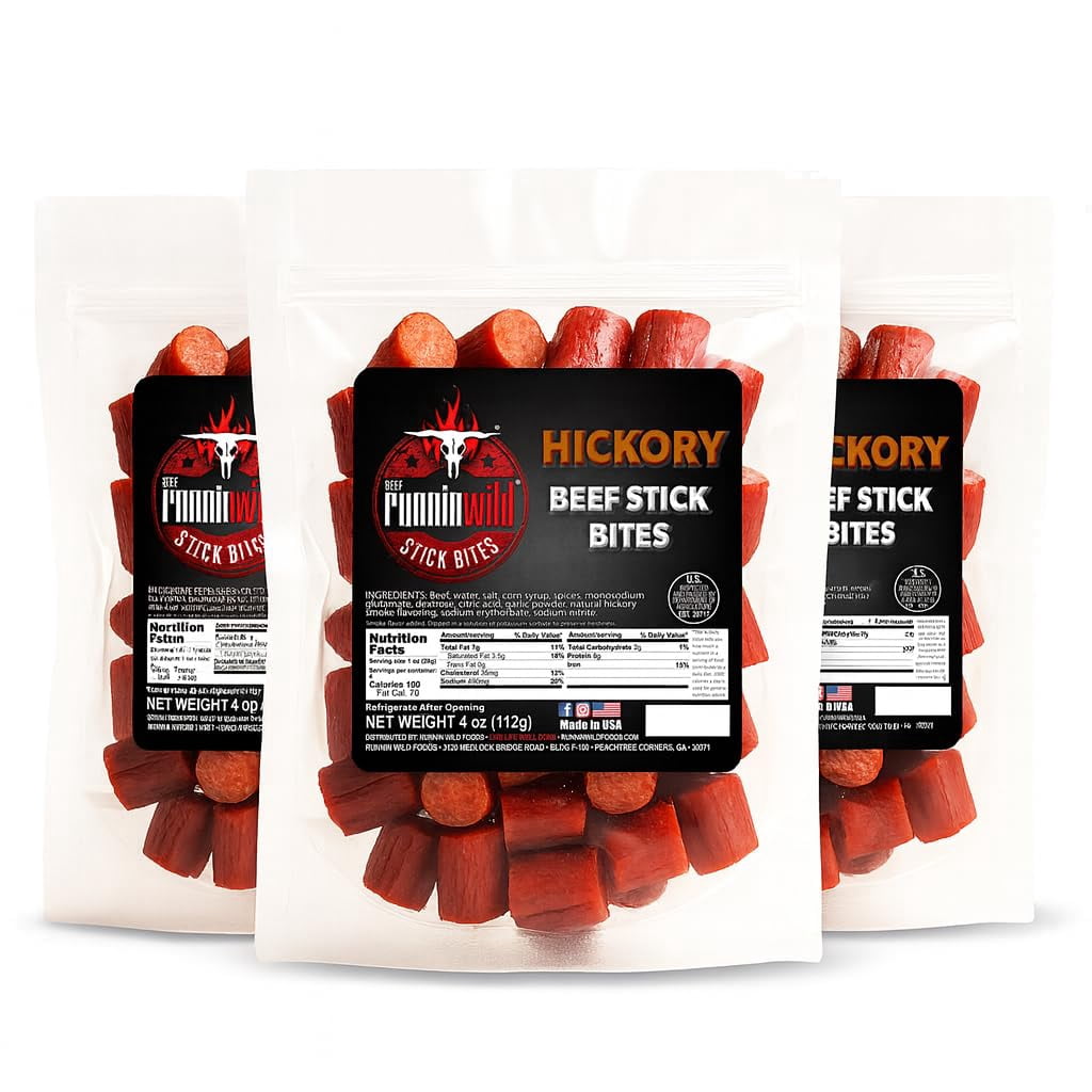Hickory Beef Stick Snack Bites | 100% BEEF | Classic Hickory Smoked ...