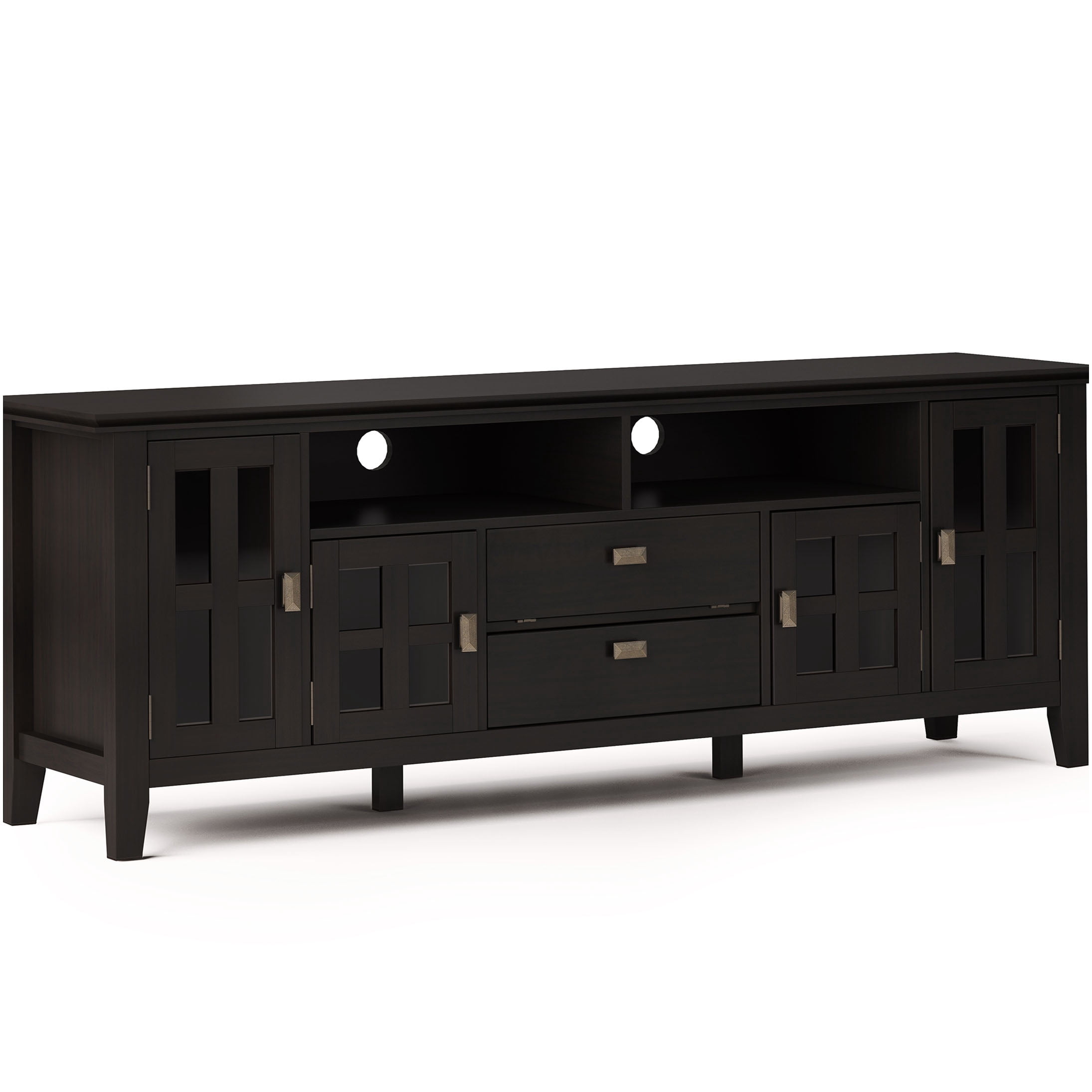 Hickory Brown 72 inch TV Stand with Storage, Solid Wood Media Console ...