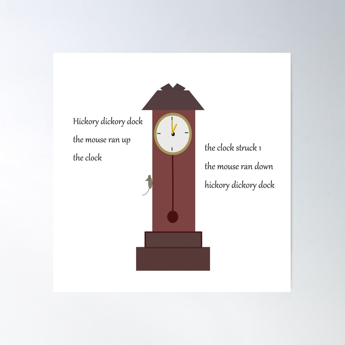 Hickory Dickory Dock Poster Wall Art, Modern Wall Decor For Living Room Bedroom, 24x24 UNFRAMED ...