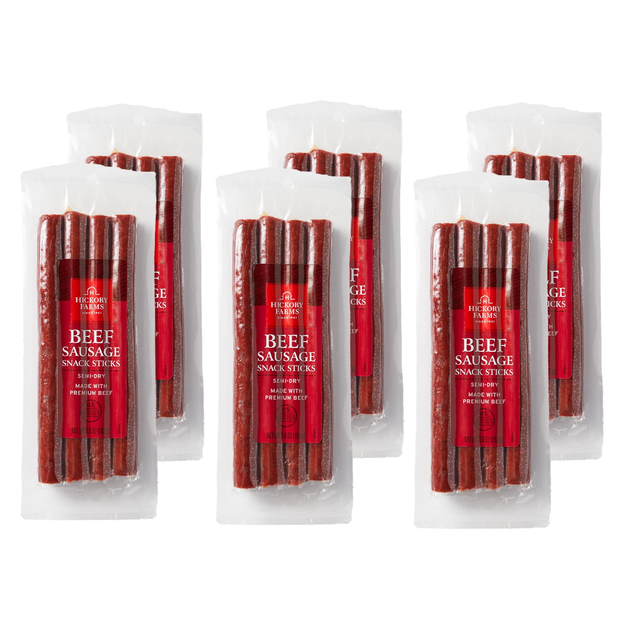 Hickory Farms Beef Sticks OIF8 6-Pack | High-protein snack, gluten free ...