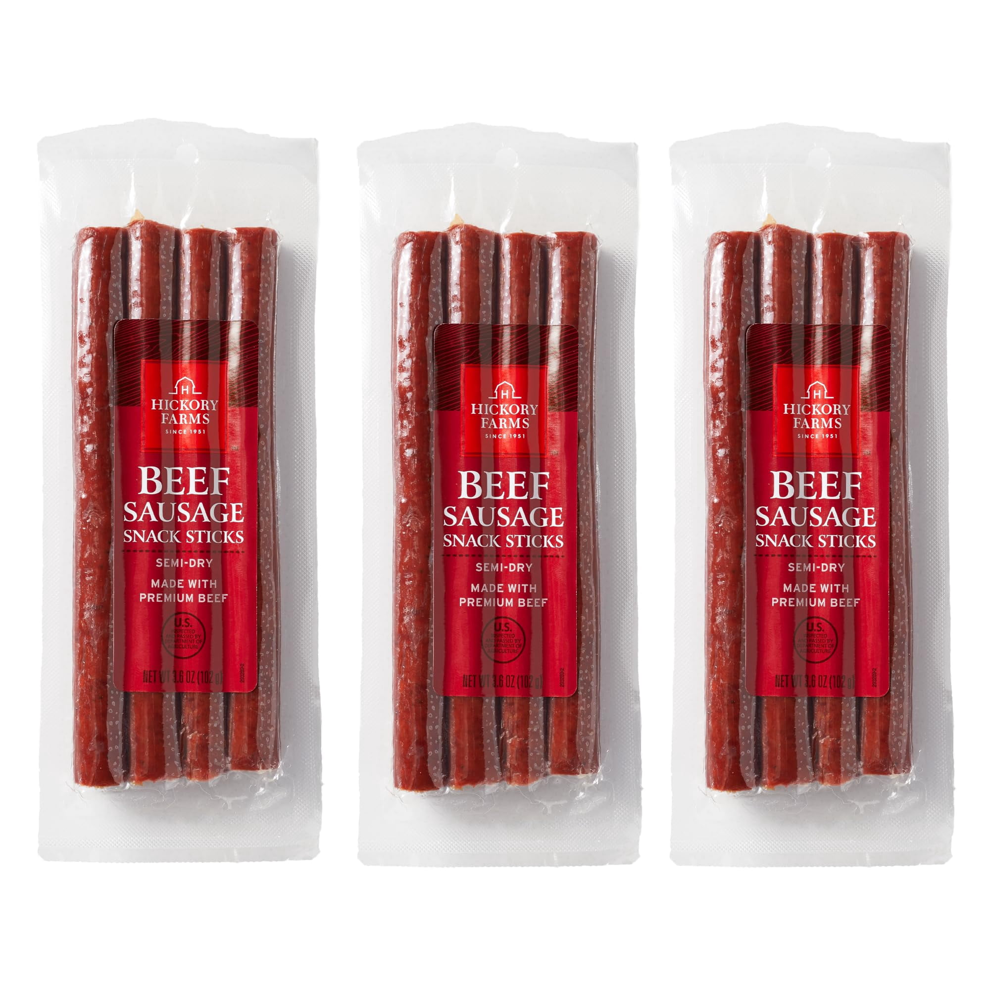 Hickory Farms Beef Sticks TGF4 3-Pack | High-protein snack, gluten free ...