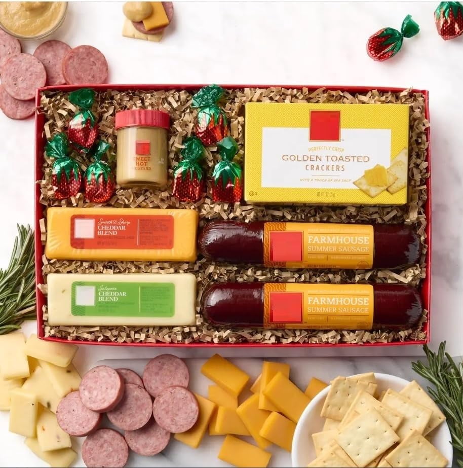 Hickory Farms Hearty Sausage and Cheese Charcuterie Gift Box | Gourmet ...