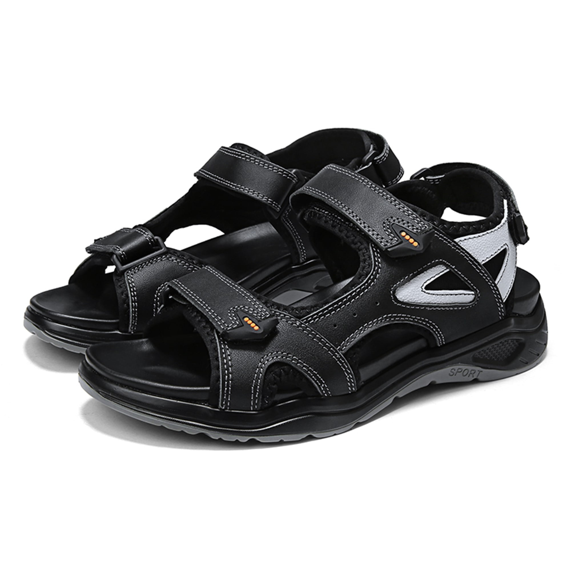 Hicooer GOOHIK Men's Leather Sandals Hiking Outdoor Water Beach Sports ...