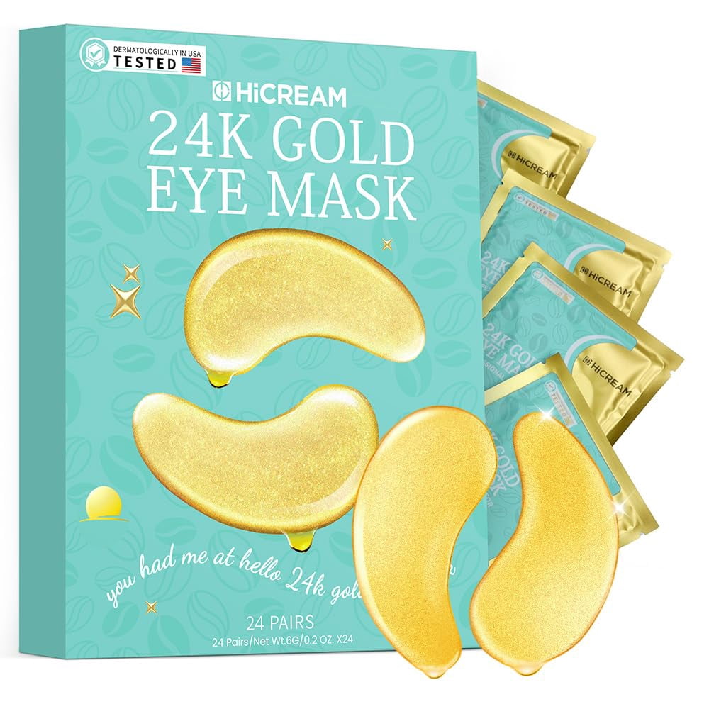 Hicream Under Eye Patches(24 MZF22 Pairs) - Gold Eye Mask for Anti ...