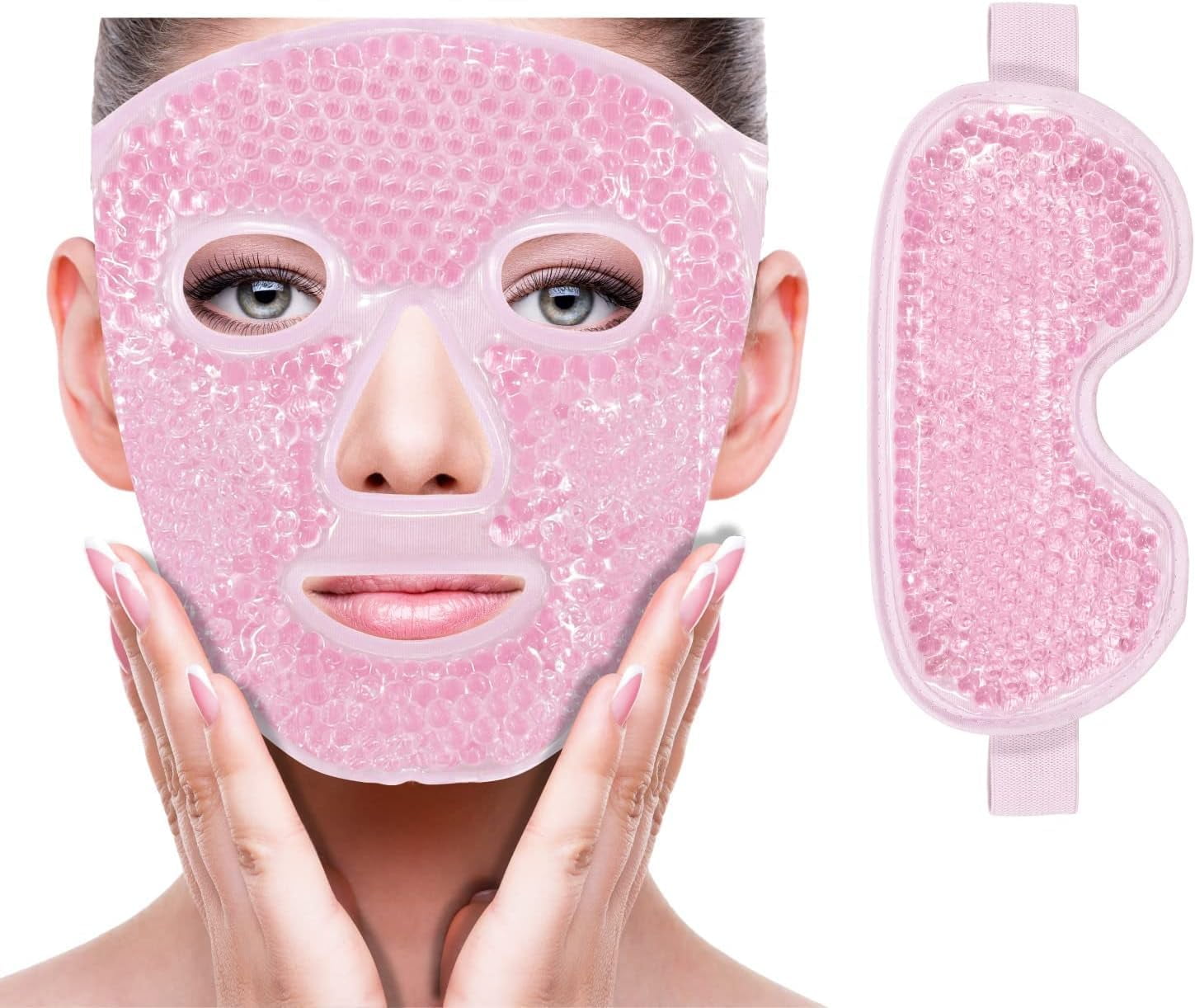 Hidak Cold Face Mask with Gel Beads Flexible Full Face Gel Ice Pad Eye ...