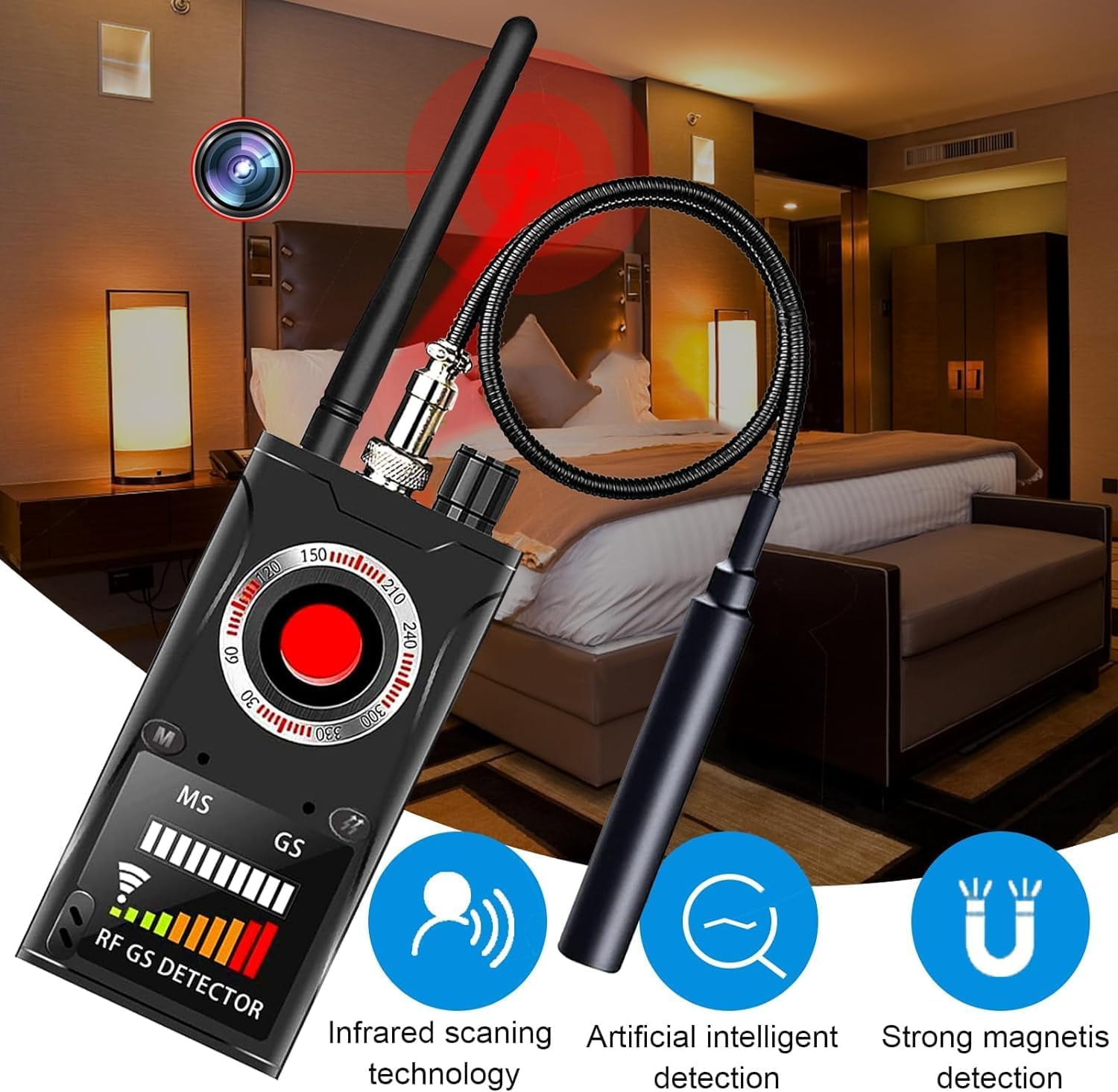 Hidden Camera Detector Anti-Spy Detector Portable Listening Device ...
