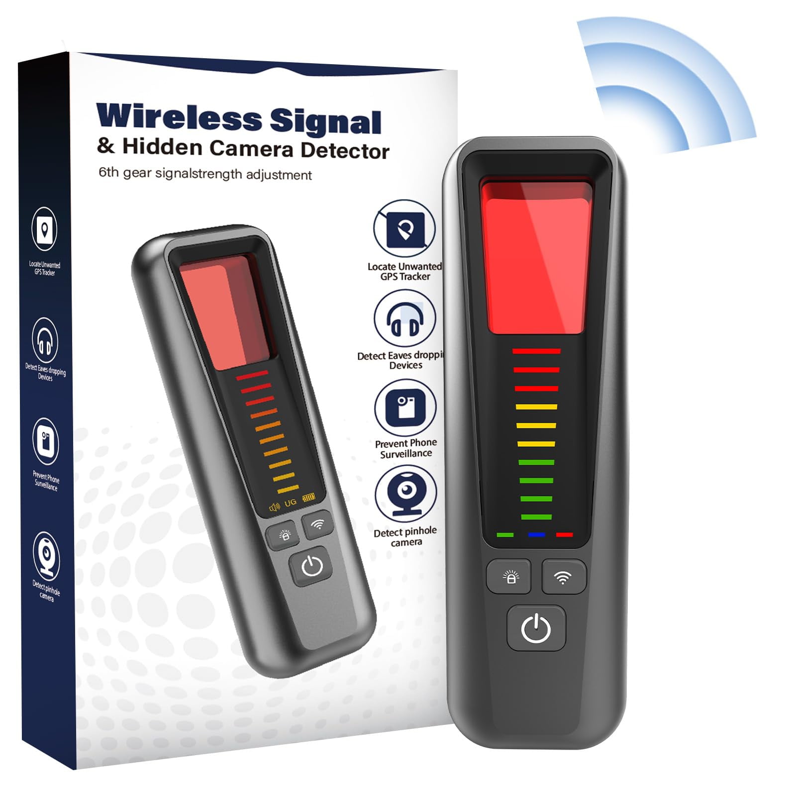 Hidden Camera Detector And Gps Tracker Finder Portable Spy Camera Detector With 360° Detection