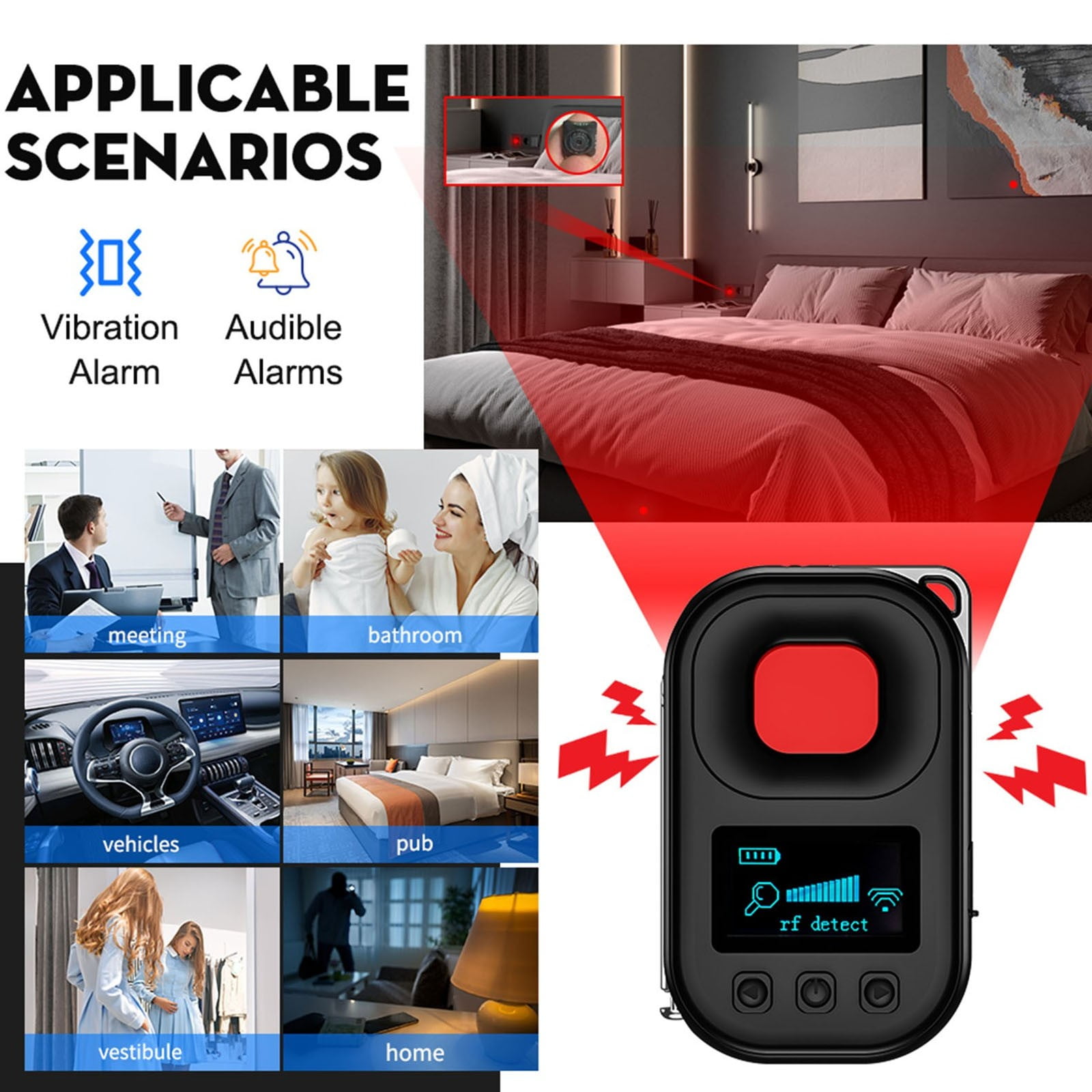 Hidden Camera Detector, RF Signal Scanner, Wireless Spy Device, 360 ...