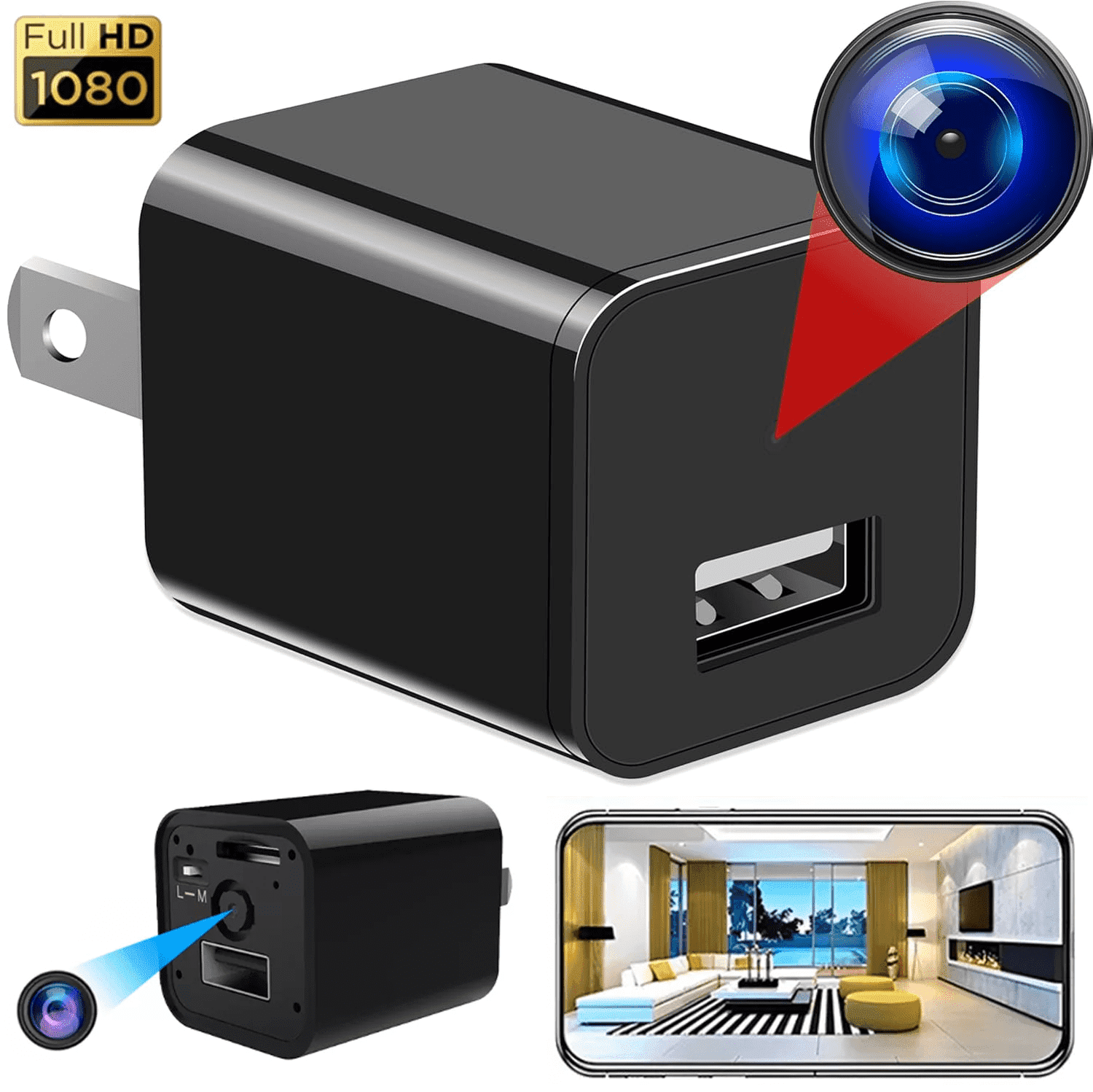 Hidden Camera USB Charger, Mini Spy Camera, Mini Camera Charger, 1080p ...