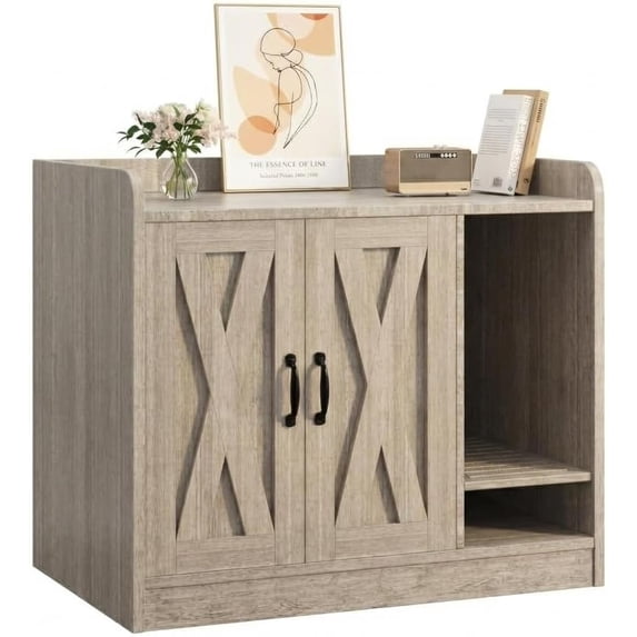 Hidden Cat Litter Box Bench - Wood Enclosure with Divider - Storage ...