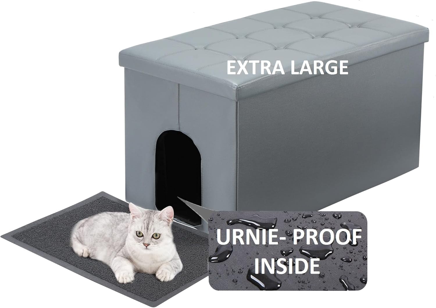 Hidden Cat Litter Box Enclosure Furniture, Cat Washroom Bench Storage ...