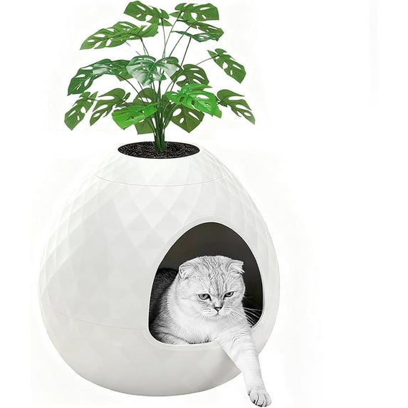 Hidden Cat Litter Box Enclosure with Removable Planter Top Plant Litter ...