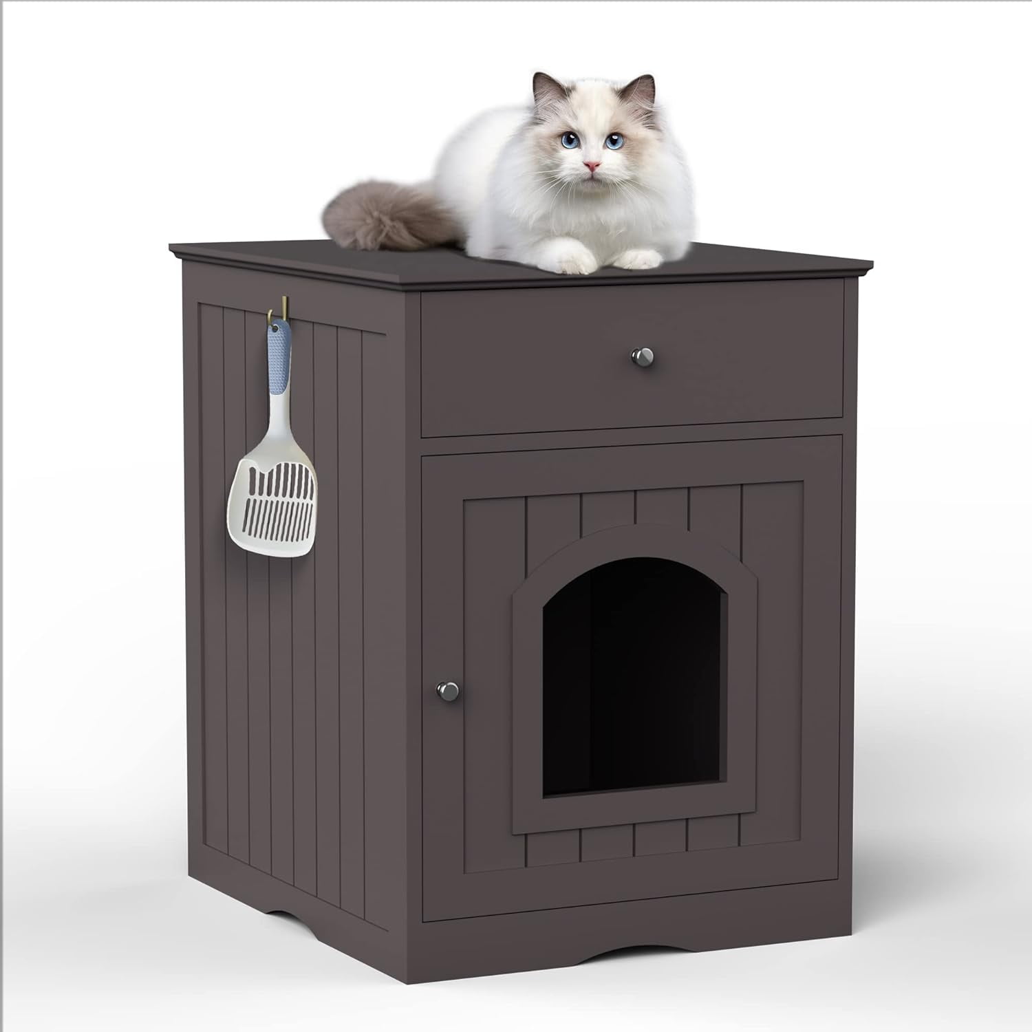 Hidden Cat Litter Box Enclosure w/Drawer, Cat Litter Box Furniture w ...