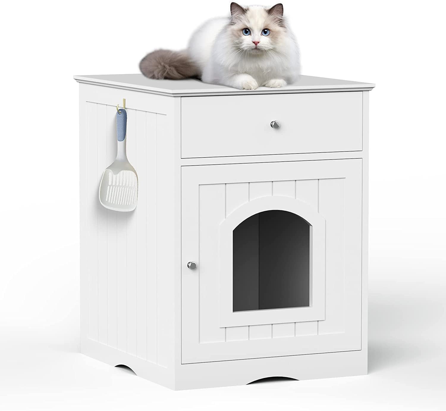 Hidden Cat Litter Box Enclosure w/Drawer, Cat Litter Box Furniture w ...