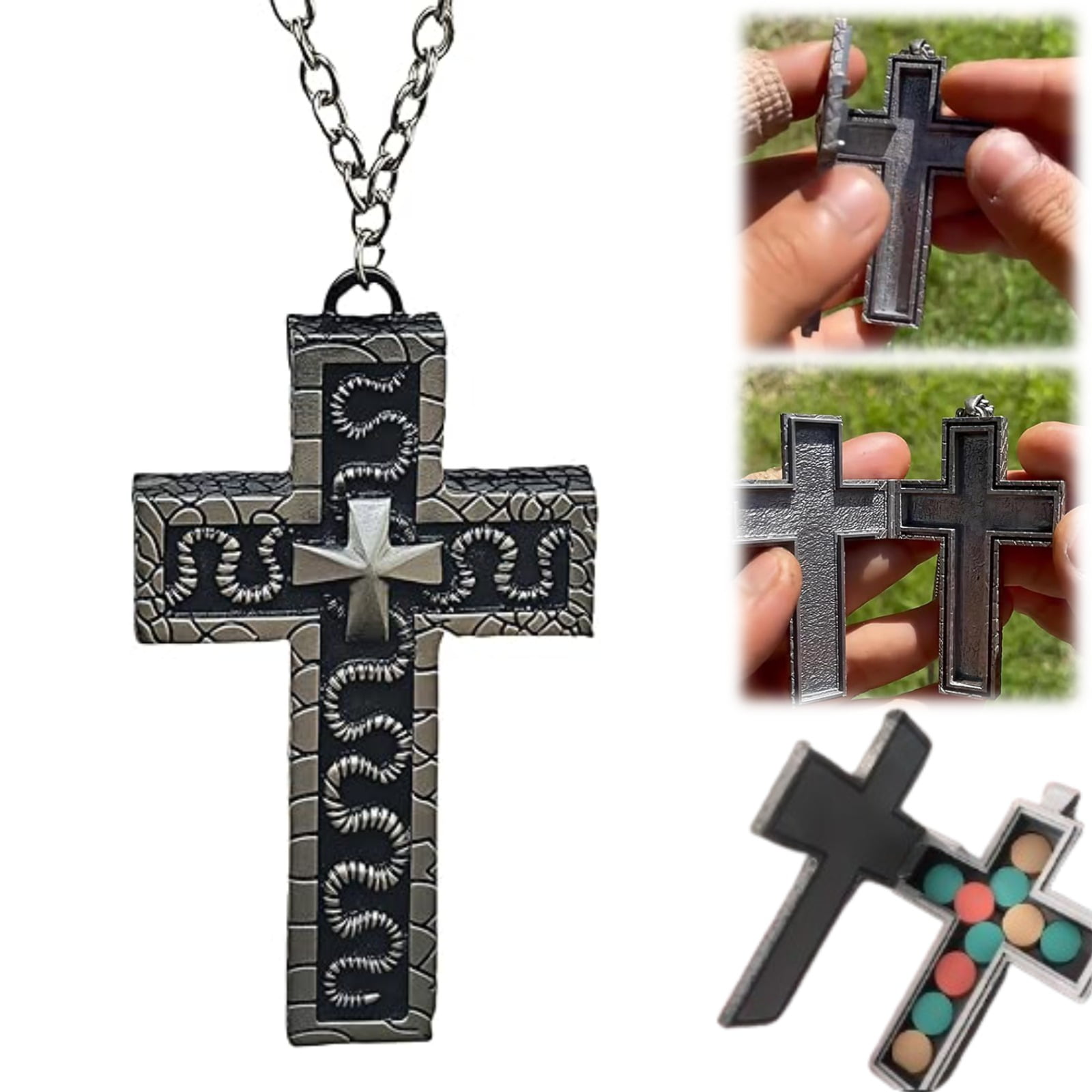 Hidden Compartment Cross Necklace from Squid Game 3 Series - Detailed ...