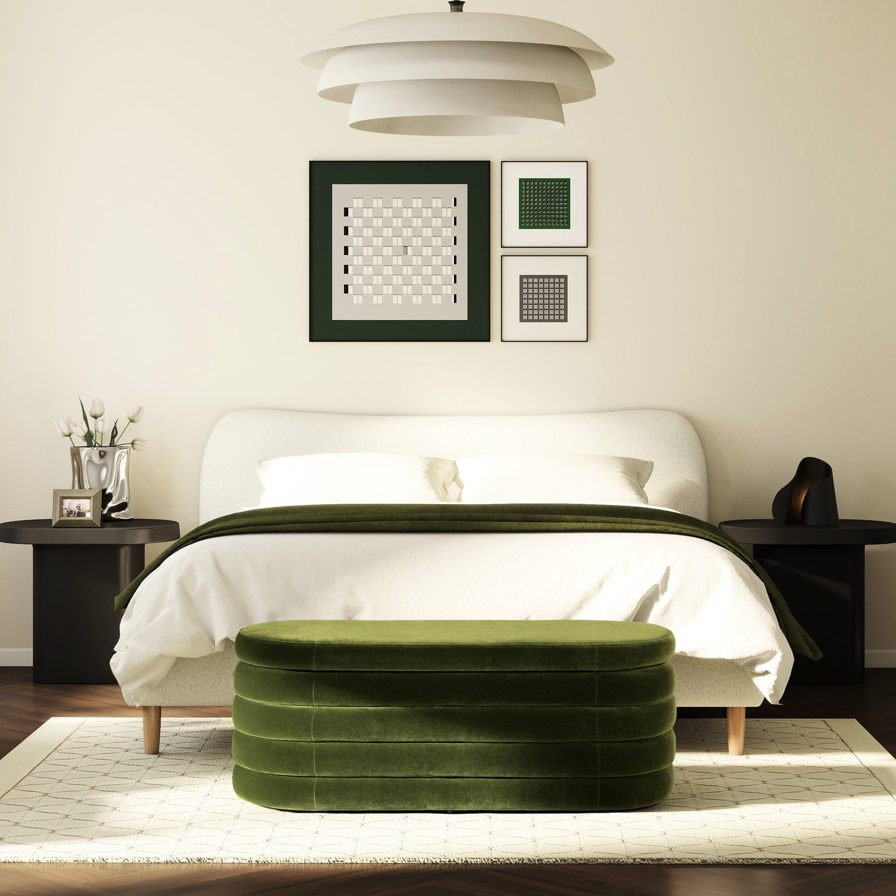 Hidden Compartment / Ideal for Organization / 49" Olive Green Bench ...