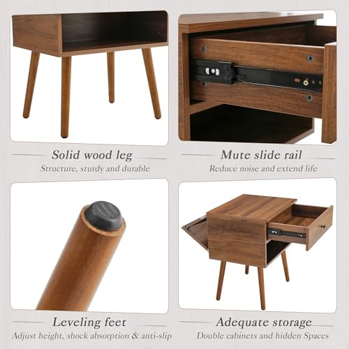 Hidden Compartment Night Stand Set 2, Mid Century Modern Concealment ...