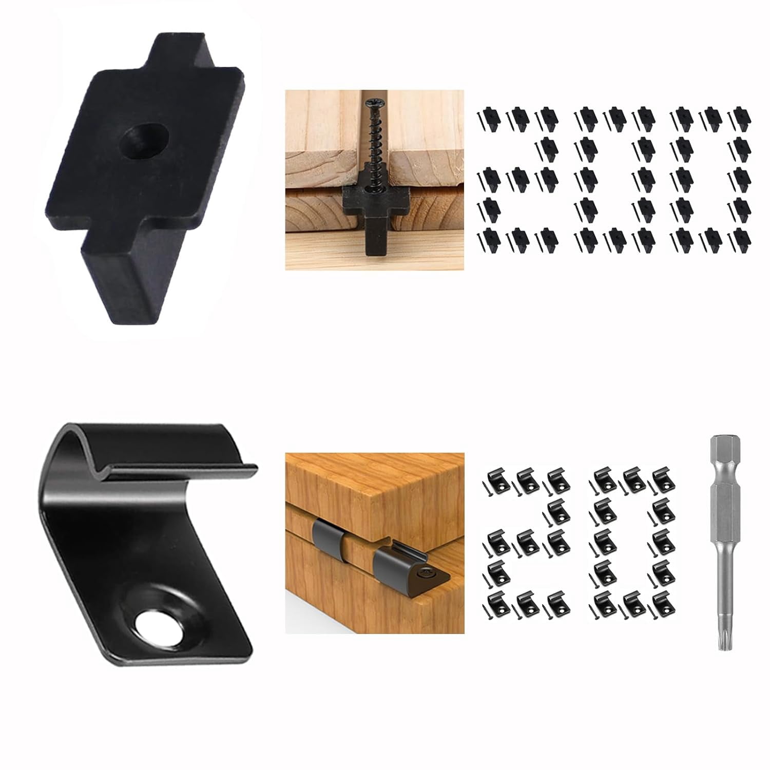 Hidden Deck Fastener Set - 200 Pack Nylon Preloaded T Clips, 20 304 ...