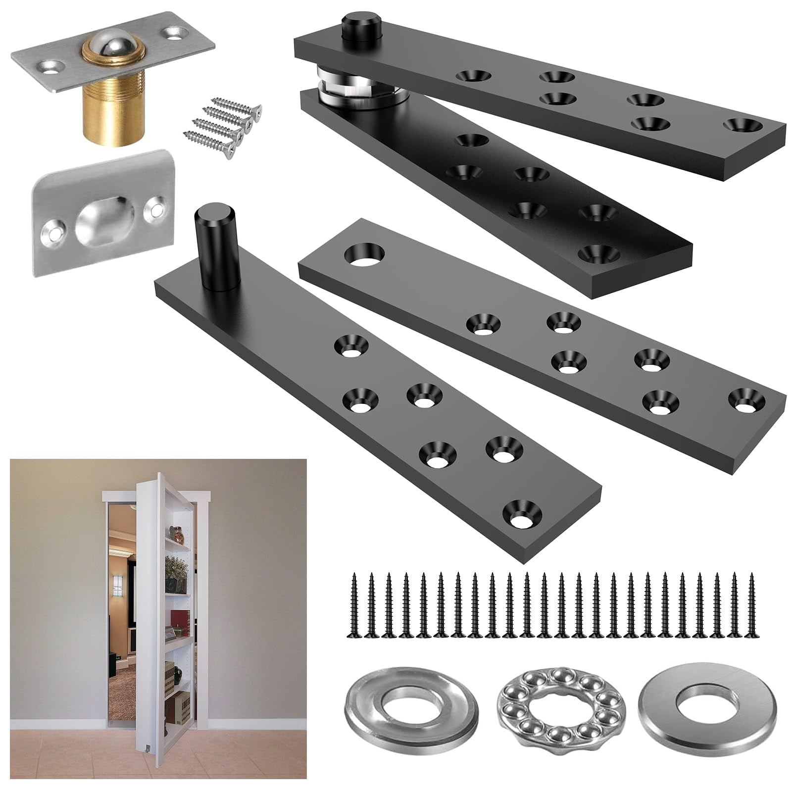 Hidden Door Hinge Pivot Hardware 360 Degree Rotation Murphy Bookcase ...