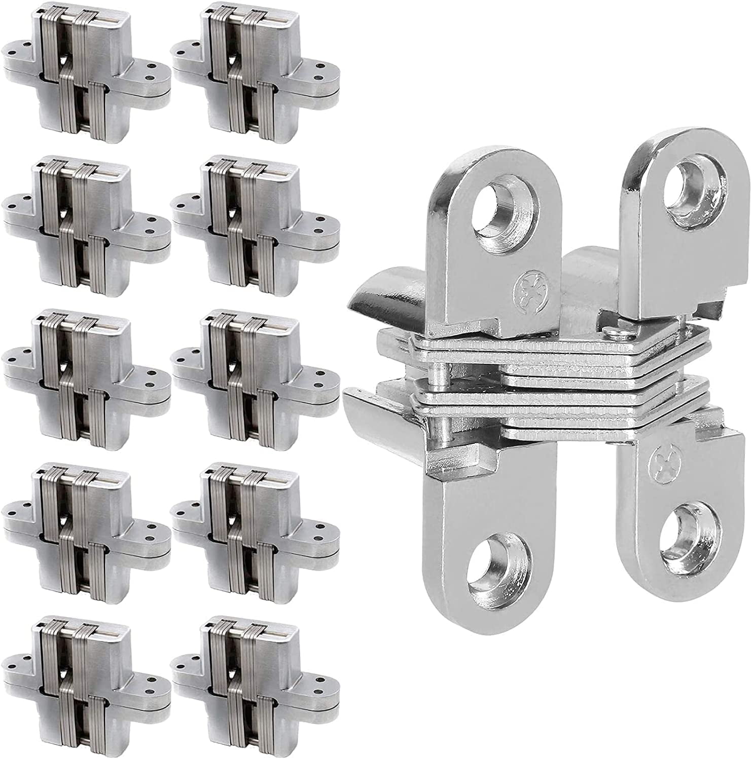YSF Hidden Door Hinges, 5 Pack, Concealed Steel Cross Hinges, 180 ...