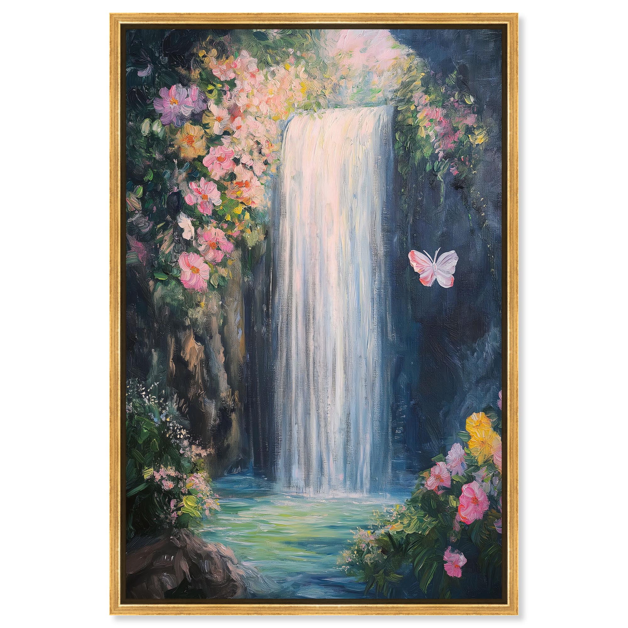 Hidden Falls I Canvas Nature Wall Decor by Art Remedy, Gold Frame, 20 x ...