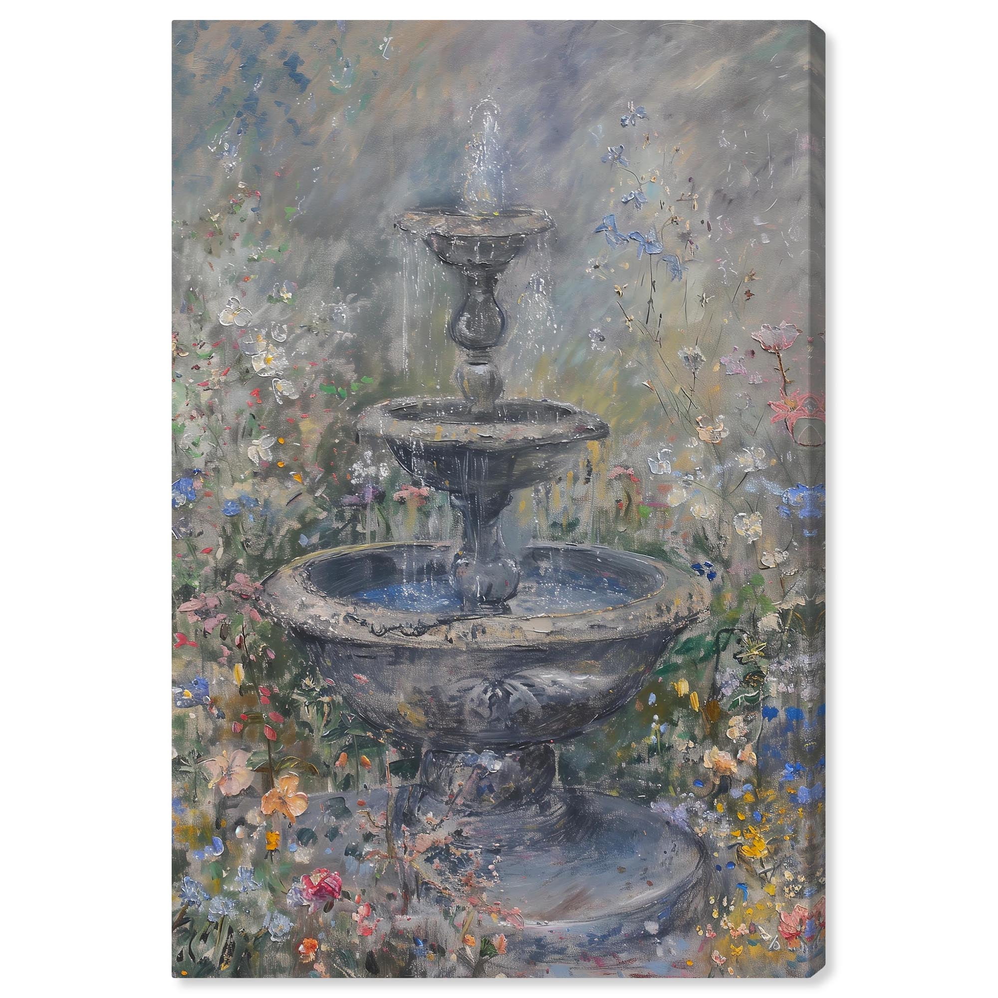 Hidden Fountain Canvas Retro Landscape by Art Remedy, Gallery Wrapped ...