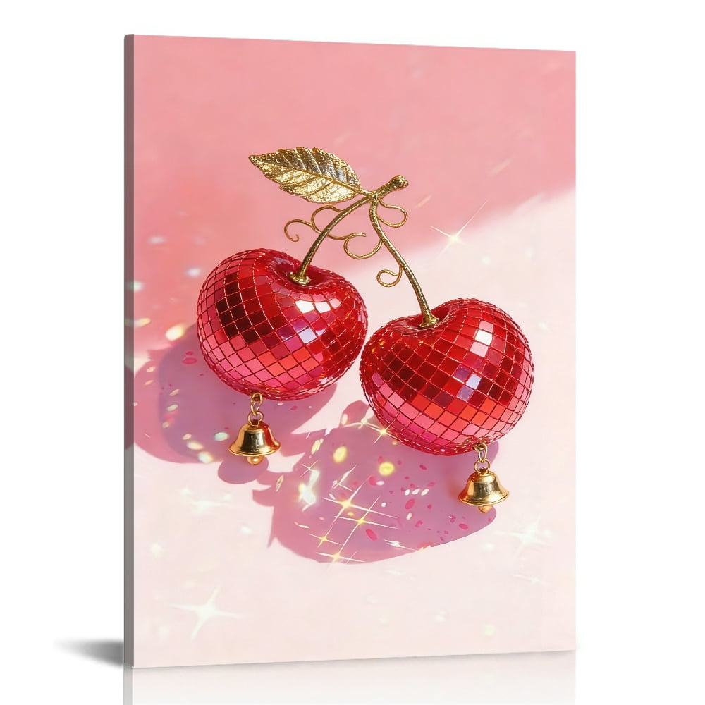 Hidden Frame Canvas Wall Art - Disco Cherry Decor Sweet & Cool Y2K ...