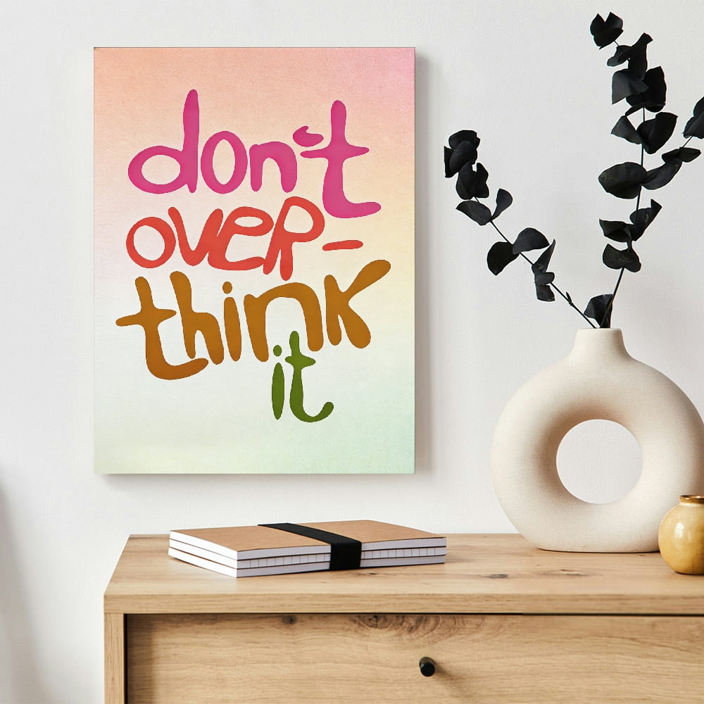 Hidden Frame Canvas Wall Art - "Don't Overthink It" Playful Slogan ...
