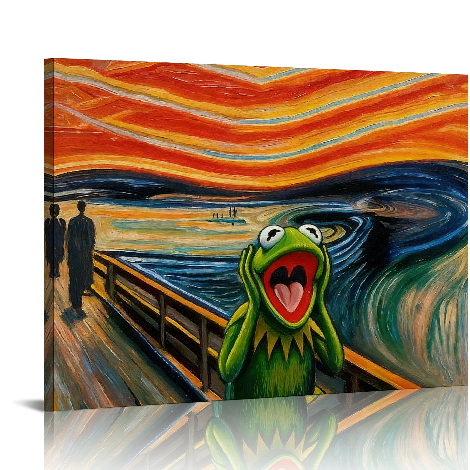 Hidden Frame Canvas Wall Art - Parody "The Scream" with Kermit the Frog ...