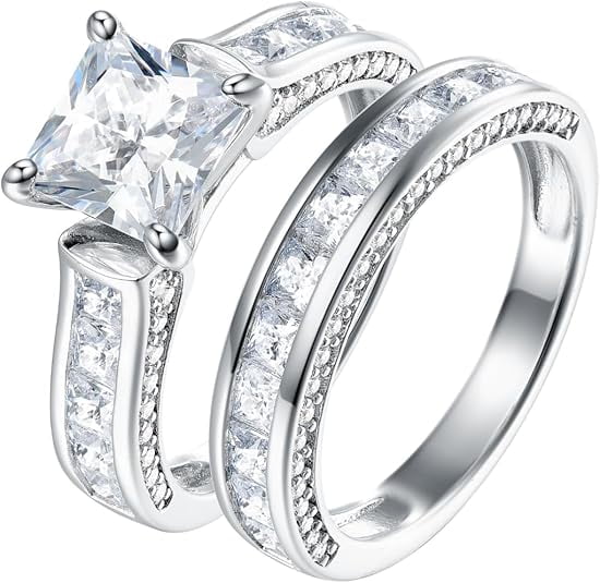 Hidden Gems Jewelry 5.05 cttw 2-Piece Princess Cut Center Stone and ...