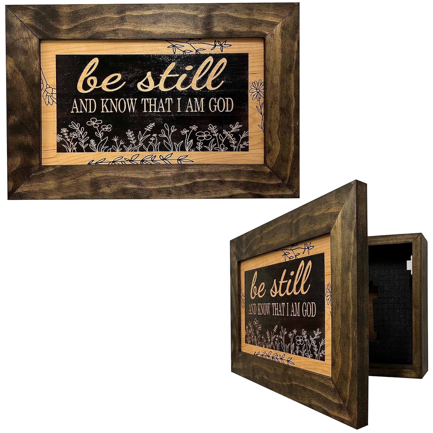 Hidden Gun Storage Cabinet Bible Verse Decorative & Secure Wall-Mounted ...